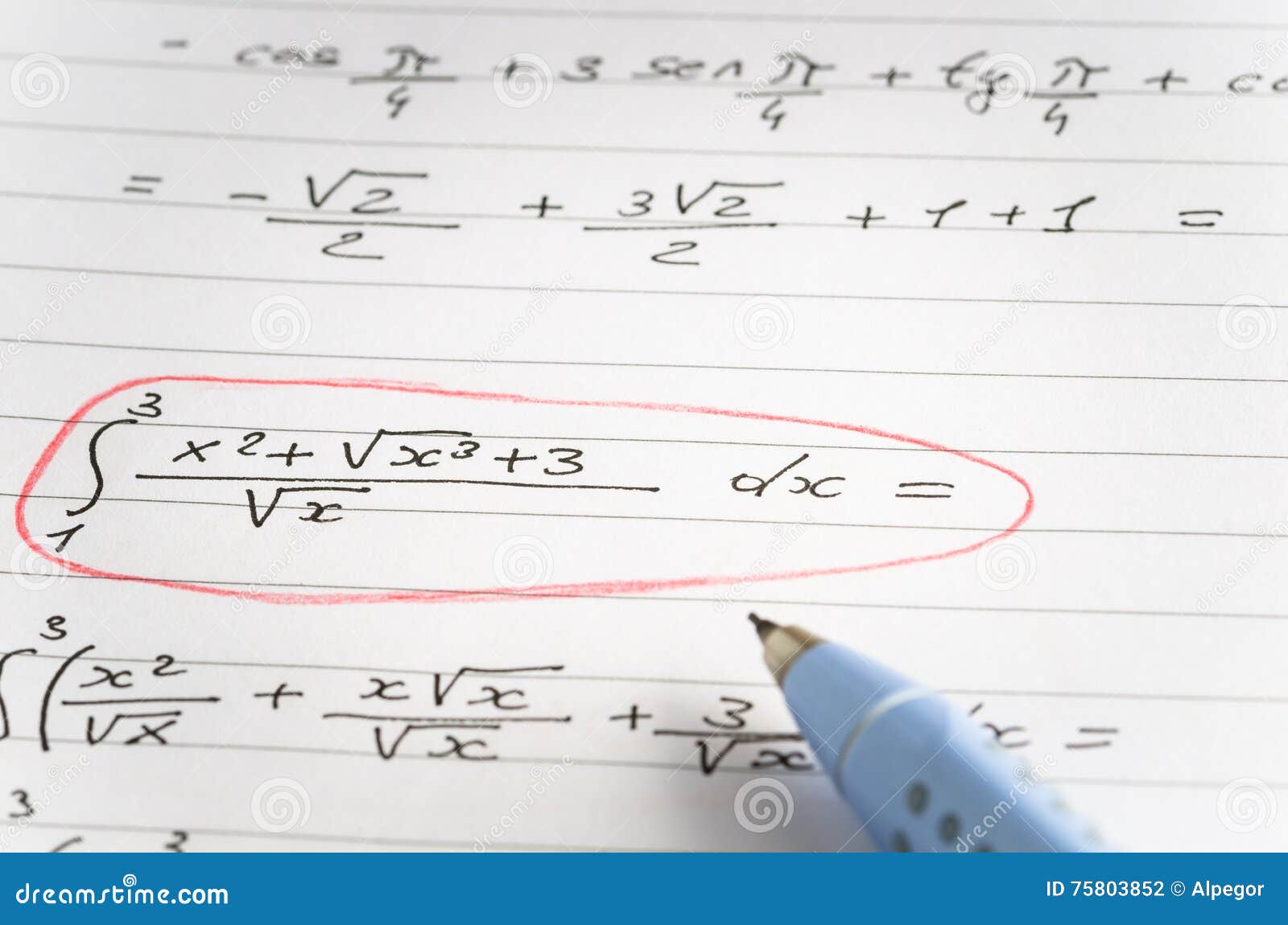 Integral Calculus stock photo. Image of mathematics, calculation - 75803852