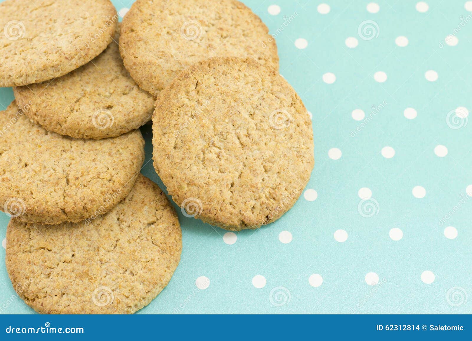 Integral Cookies on Blue Dotted Background Stock Photo - Image of ...