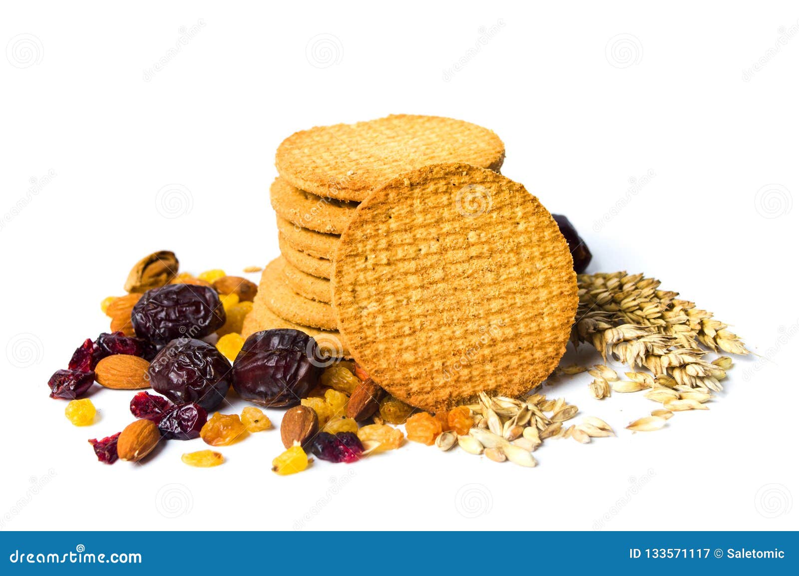 Integral Cookies with Various Snacks Stock Image - Image of sweet, date ...
