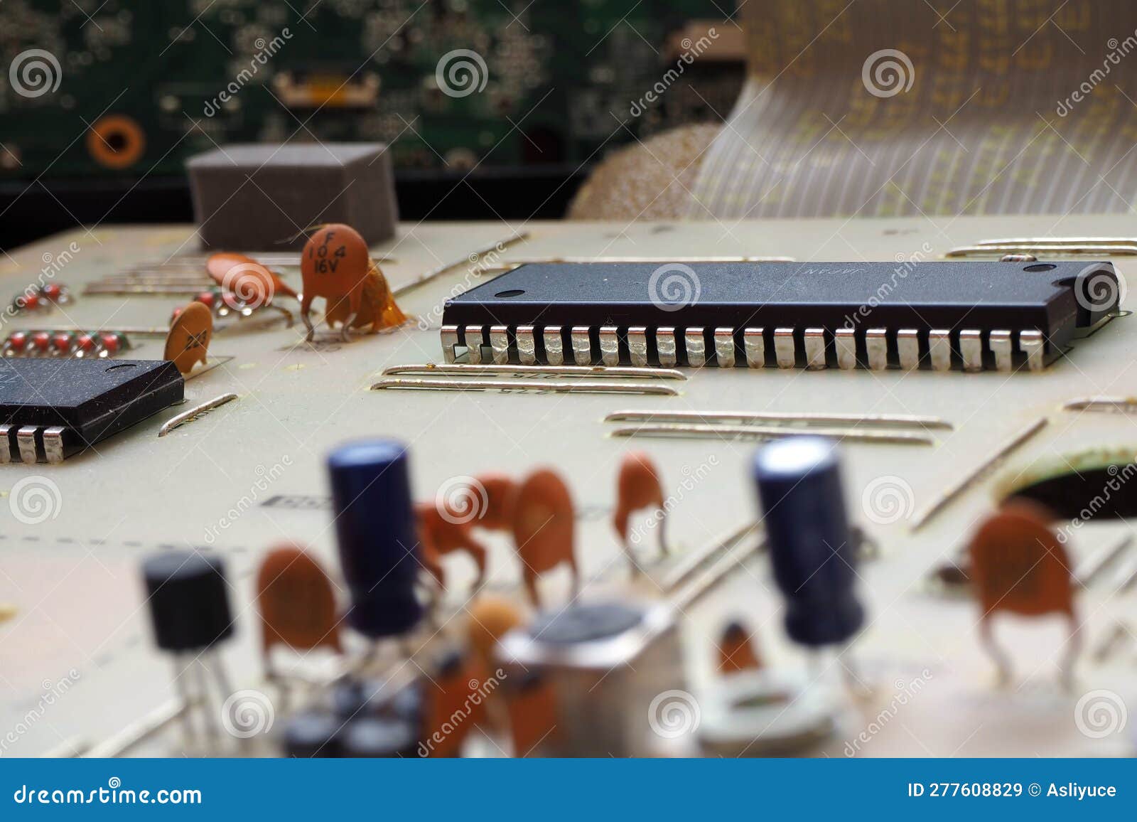 An Electronic Integrated Circuit on Board Stock Image - Image of ...