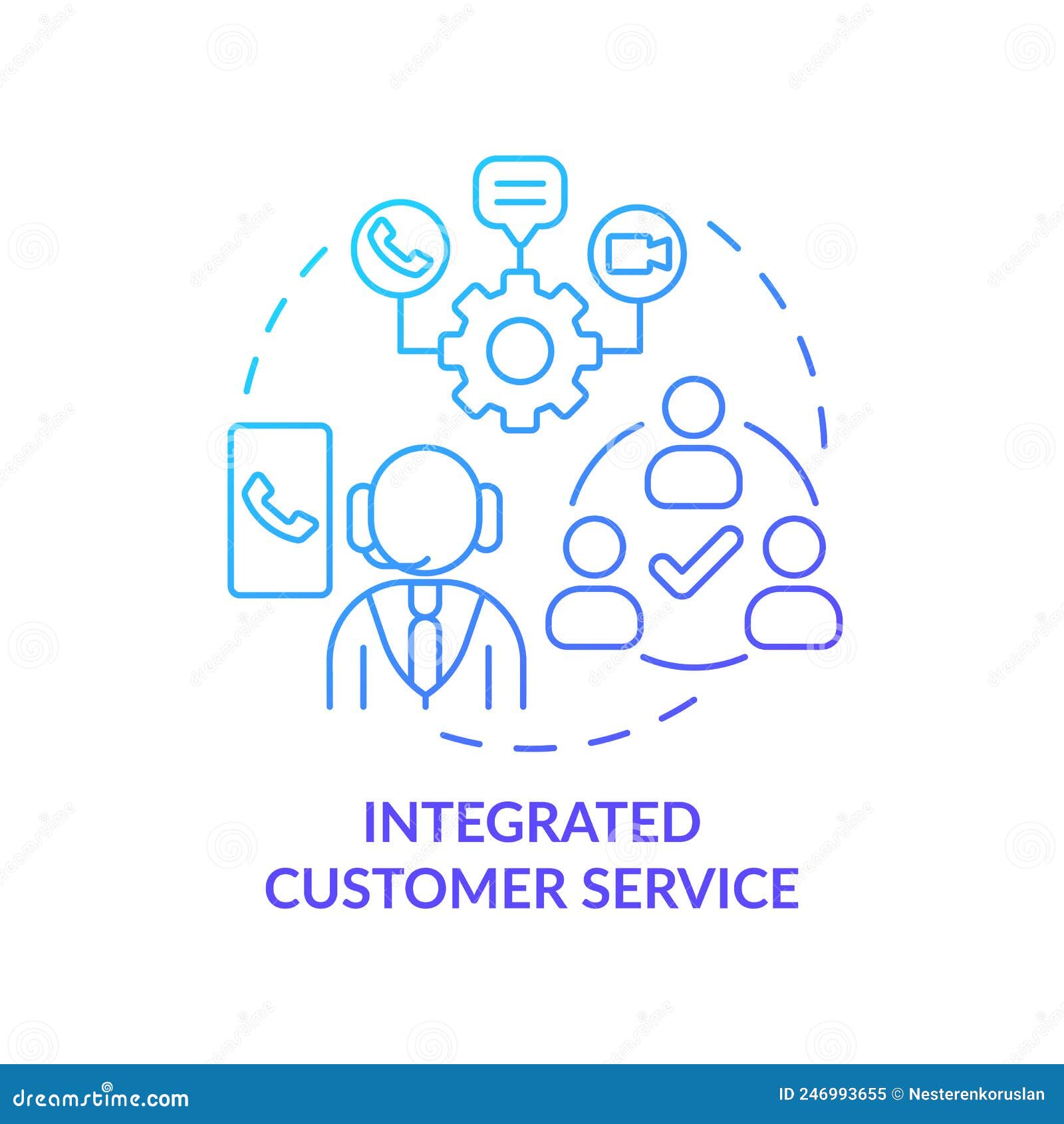 Integrated Customer Service Blue Gradient Concept Icon Stock Vector ...