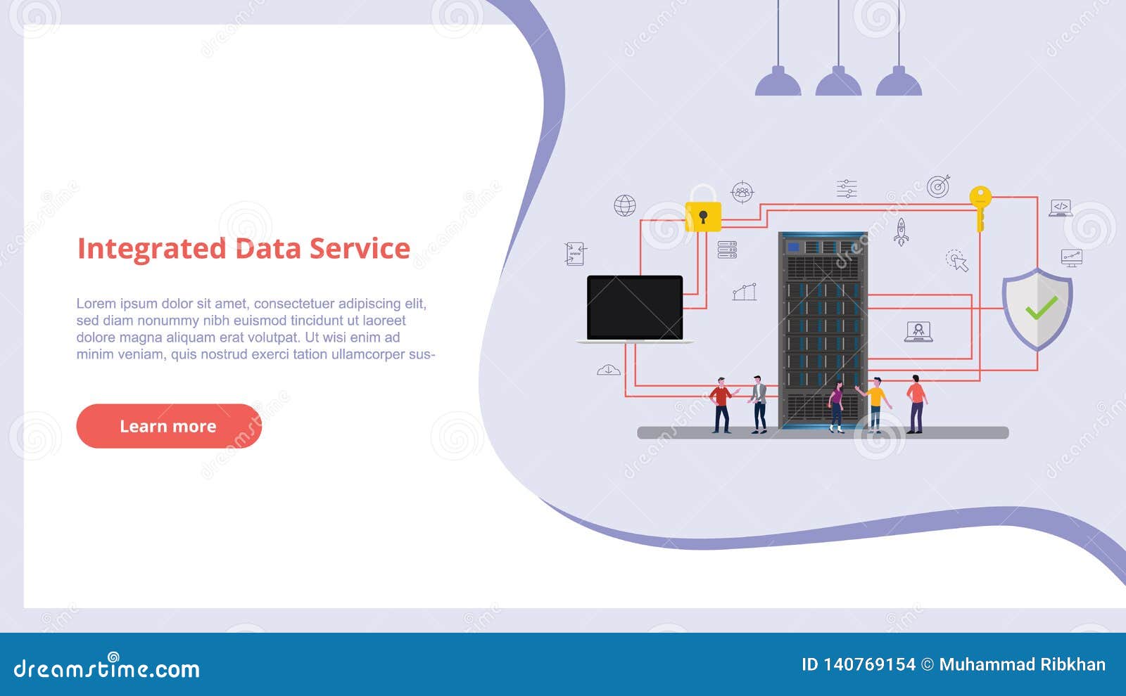 Integrated Data Service Concept with People for Website Design Template ...