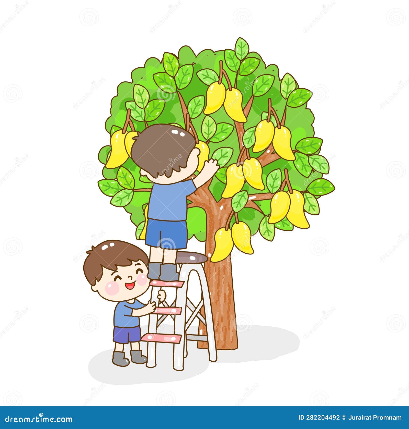 Cartoon Farmer Have Mango Character. Stock Illustration - Illustration ...