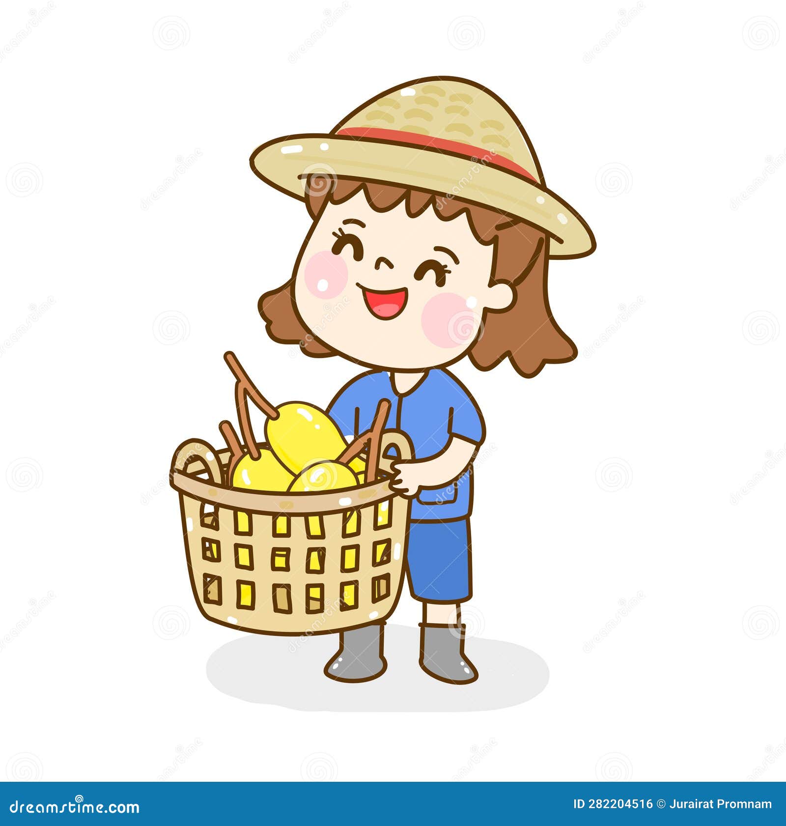 Cartoon Farmer Have Mango Character. Stock Illustration - Illustration ...