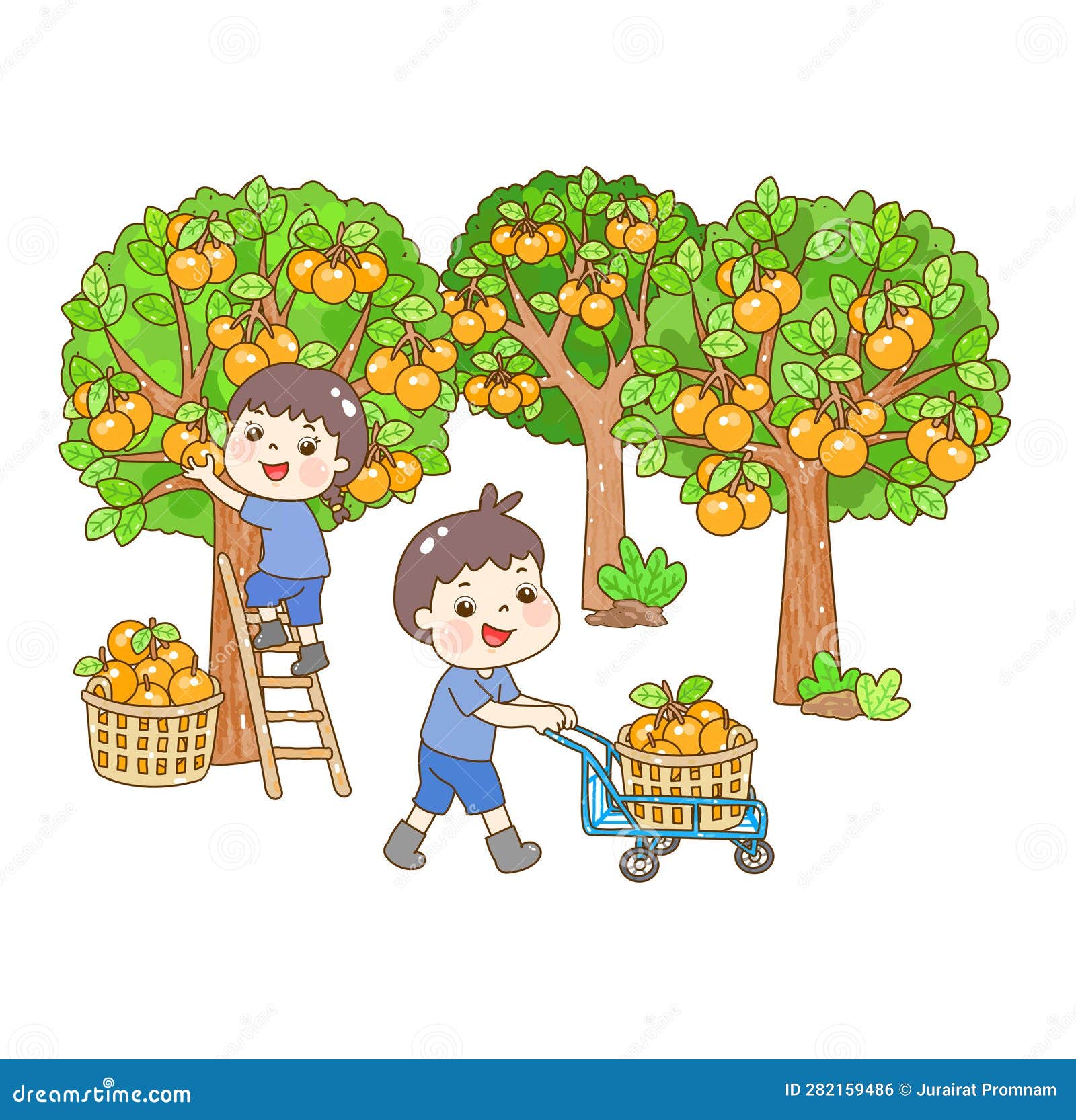 Cartoon Farmer Have Orange Character. Stock Illustration - Illustration ...