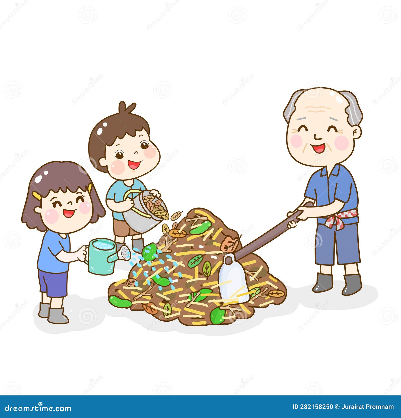 Cartoon Farmer Make Compost Vector. Stock Illustration - Illustration ...