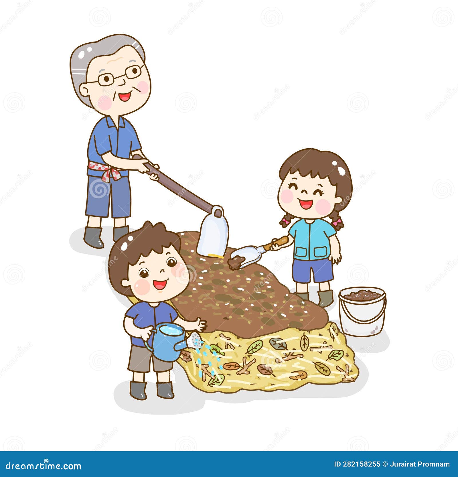 Cartoon Farmer Make Compost Vector. Stock Illustration - Illustration ...