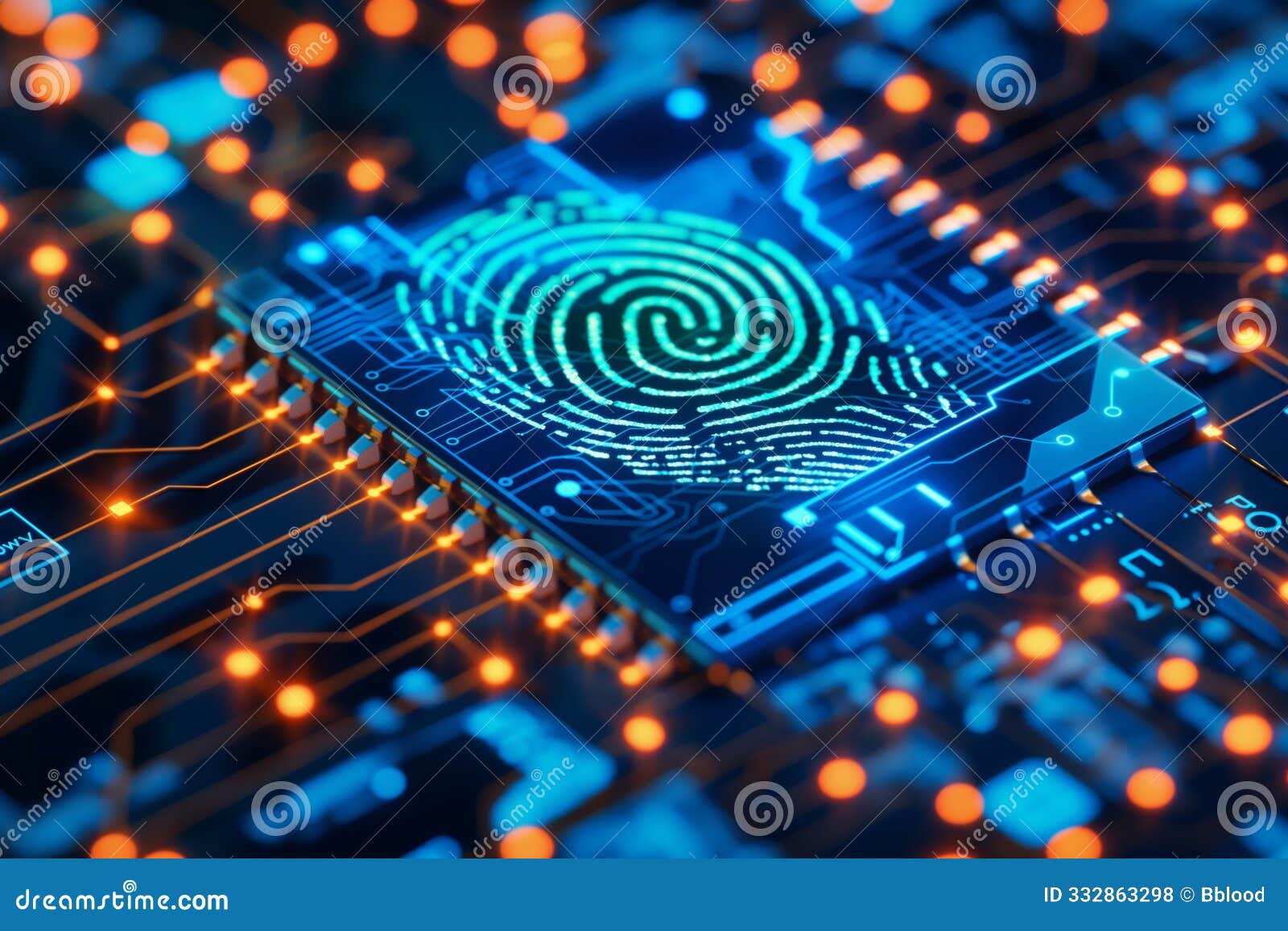 Integrated Fingerprint Sensor on a Circuit Board Stock Photo - Image of ...