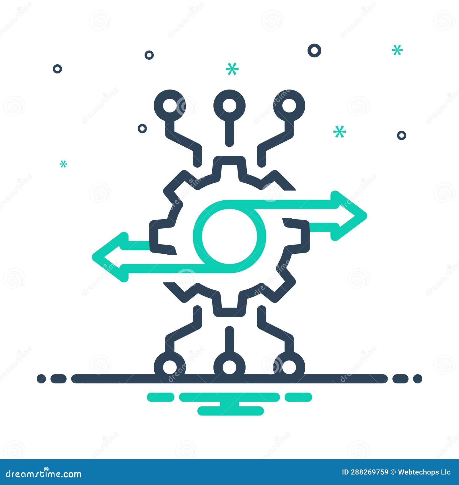 Mix Icon for Integrated, Digital and Cogwheel Stock Illustration ...