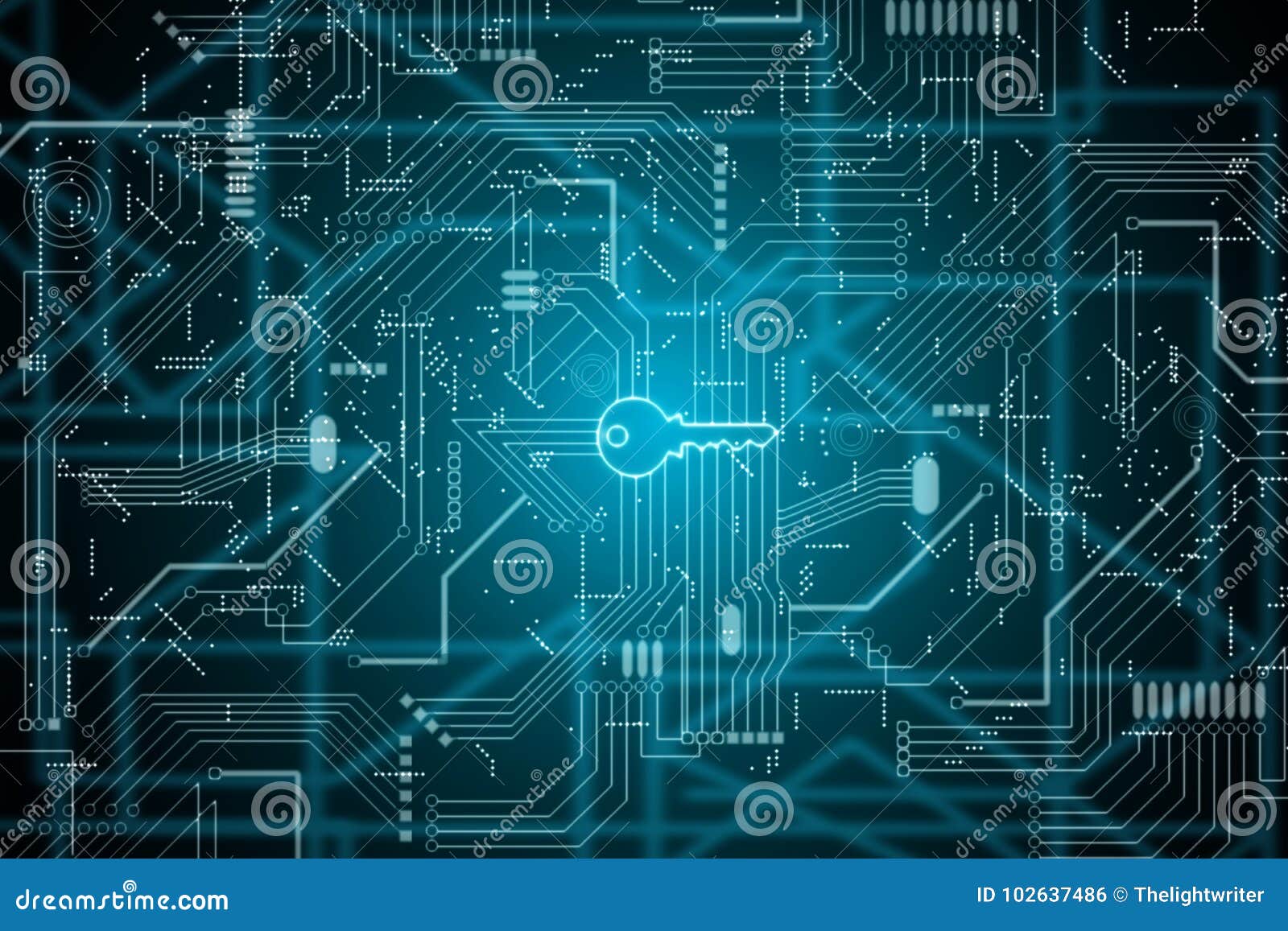 Integrated Key in Electronic Computer Circuit Board Stock Illustration ...