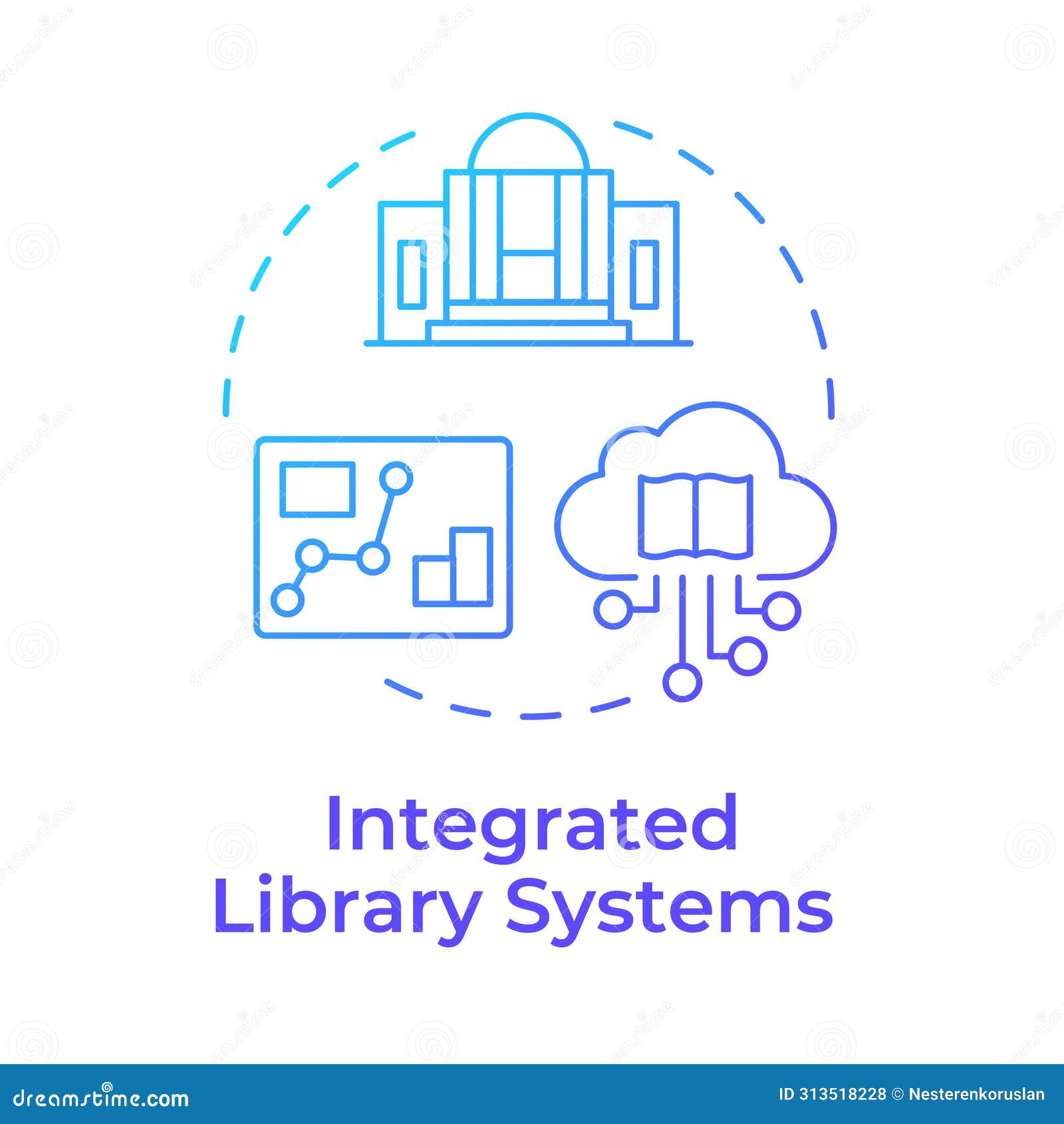 Integrated Library Systems Blue Gradient Concept Icon Stock Vector ...