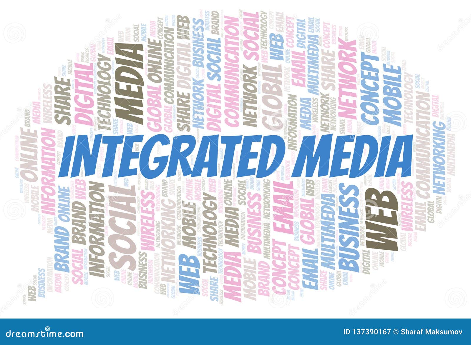 Integrated Media Word Cloud Stock Illustration - Illustration of print ...