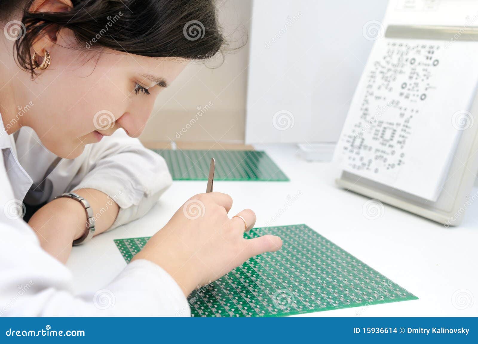 Integrated Microcircuit Chip Worker Stock Photo - Image of board ...