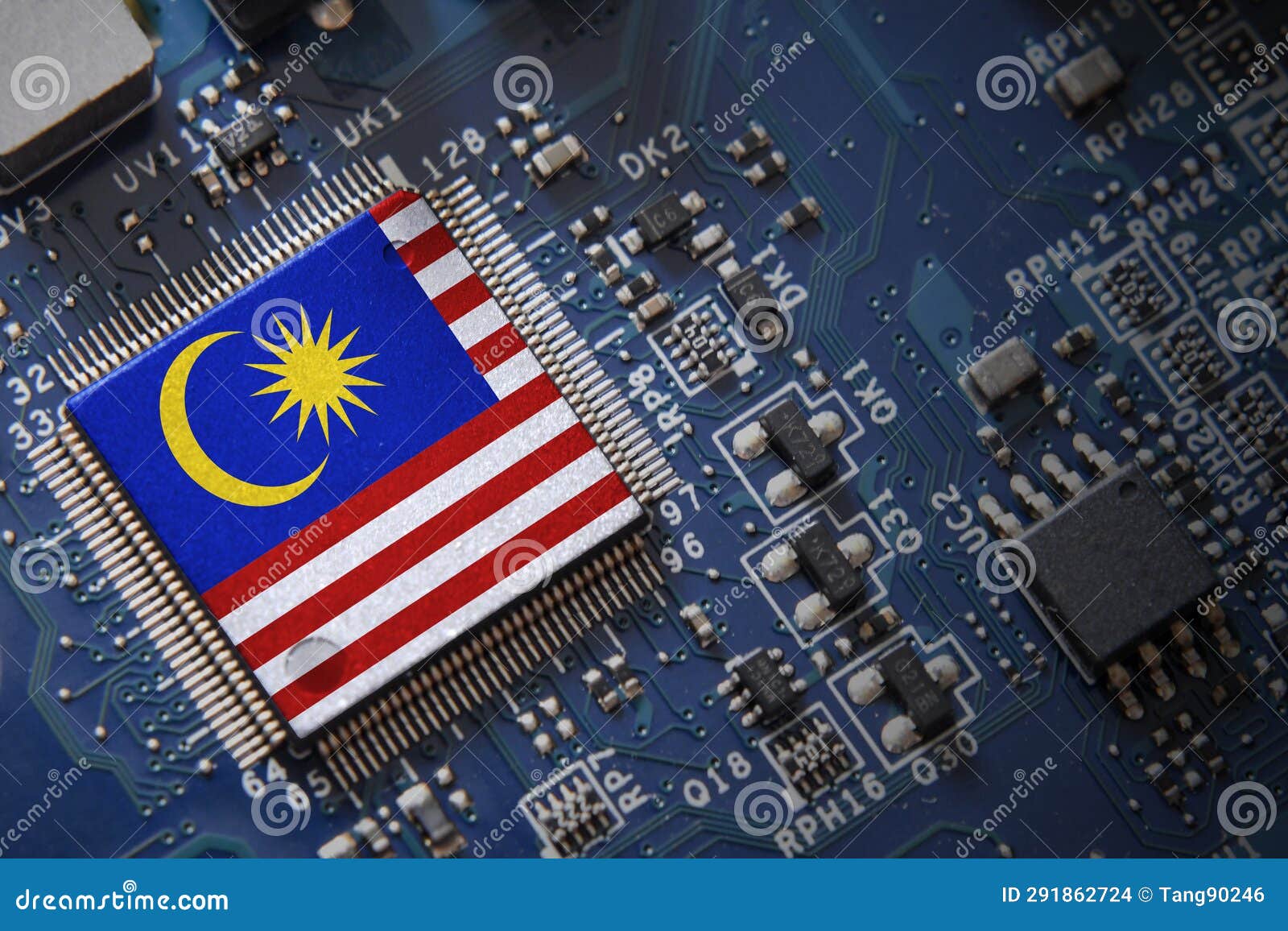 Integrated Semiconductor Microchip with Malaysia Flag Stock Photo ...