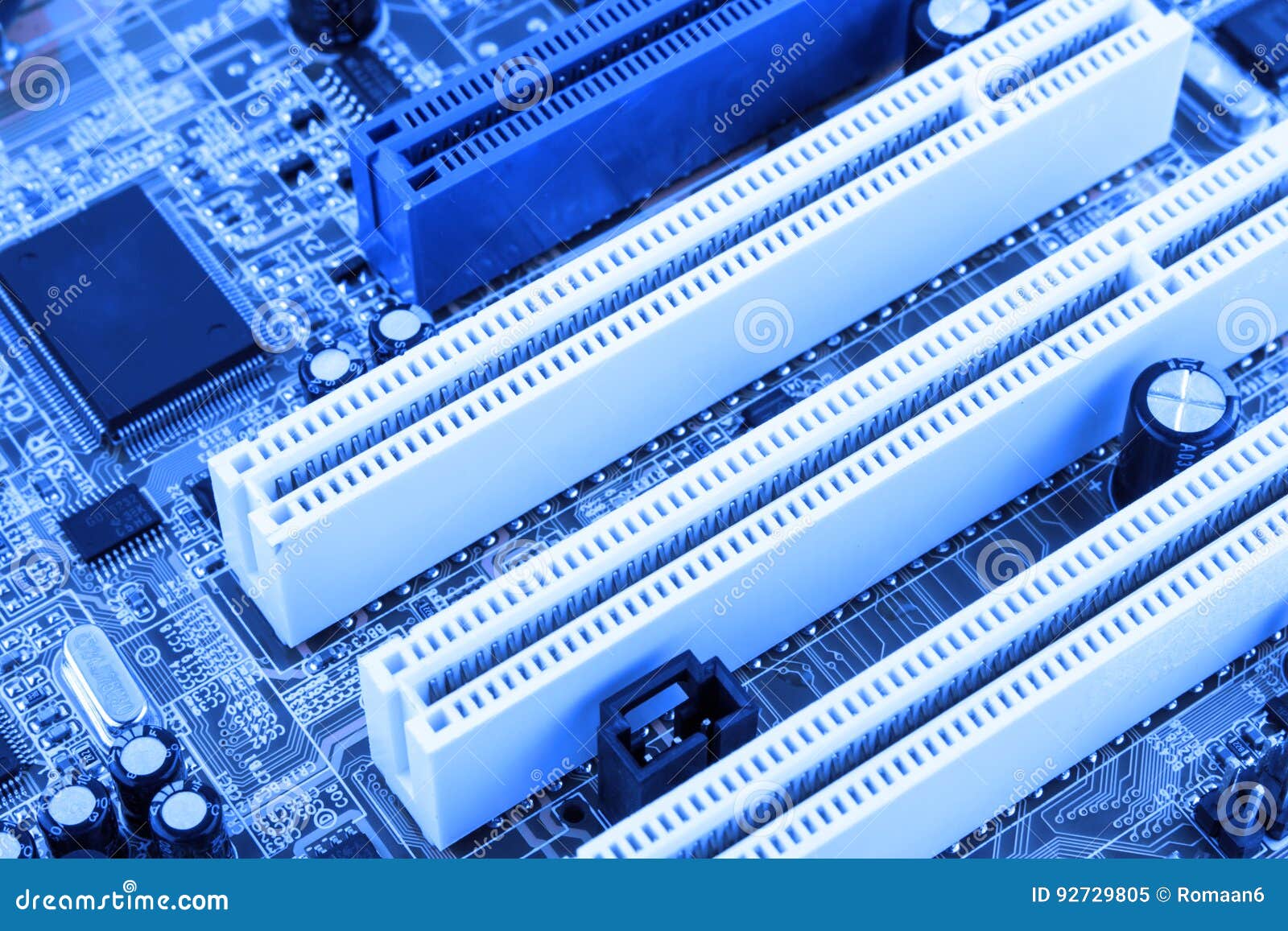 Integrated Semiconductor Microchip Microprocessor on Blue Circuit Board ...