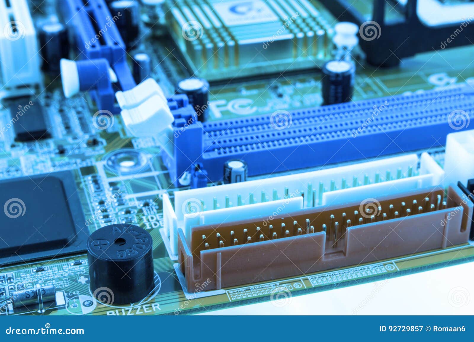Integrated Semiconductor Microchip Microprocessor on Blue Circuit Board ...