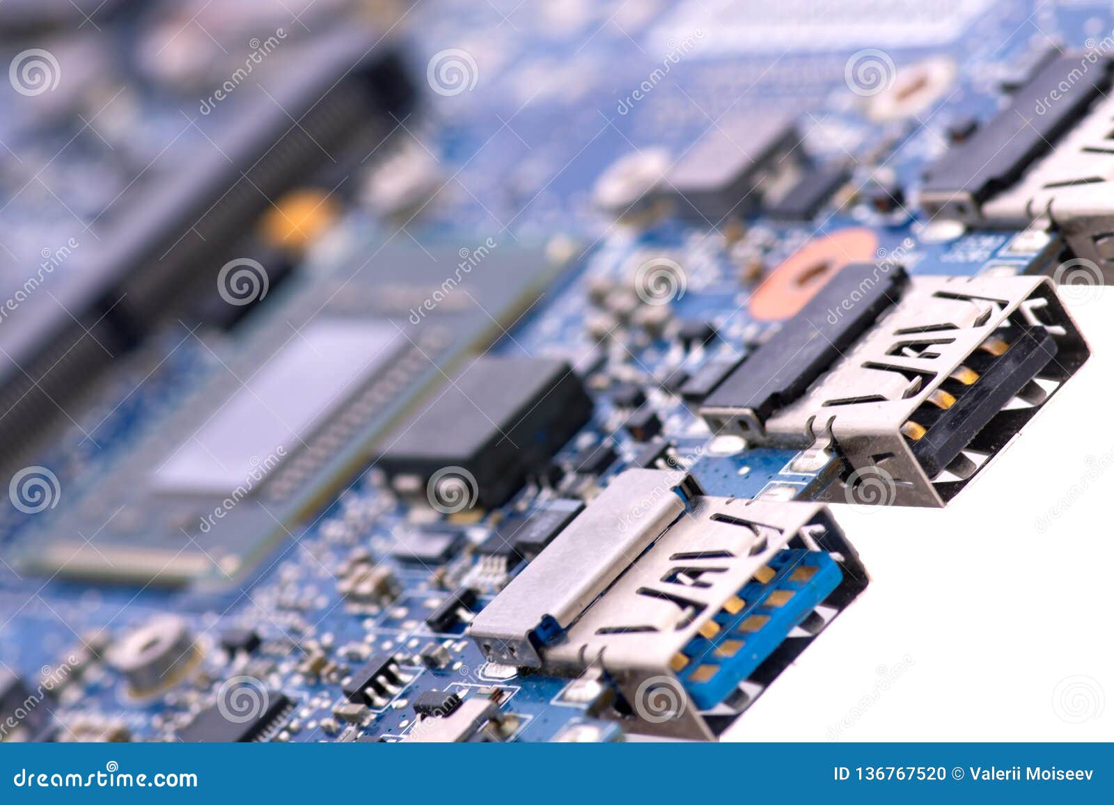 Integrated Semiconductor Microchip with Microprocessor on Blue Circuit ...