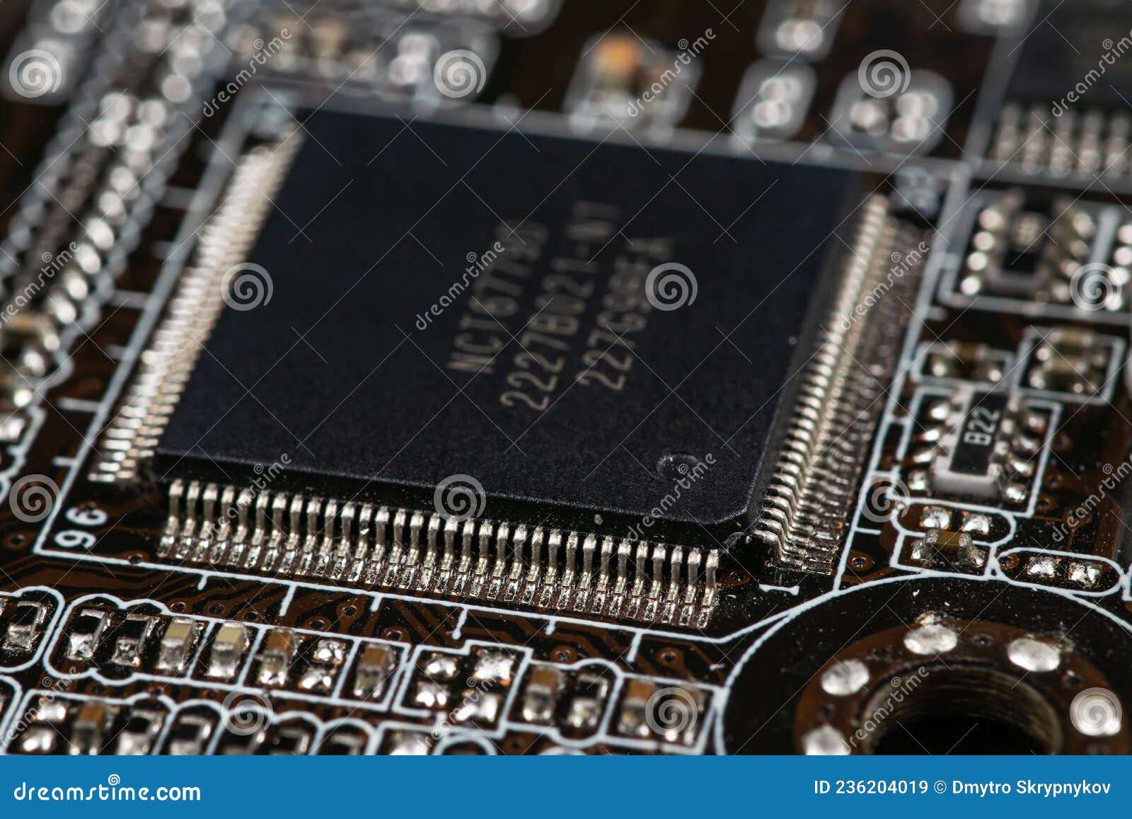 Integrated Semiconductor Microchip Microprocessor on Circuit Board ...