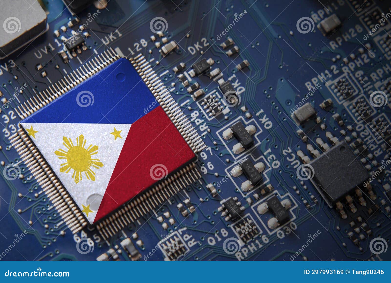 Integrated Semiconductor Microchip with Philippines Flag Stock Image ...