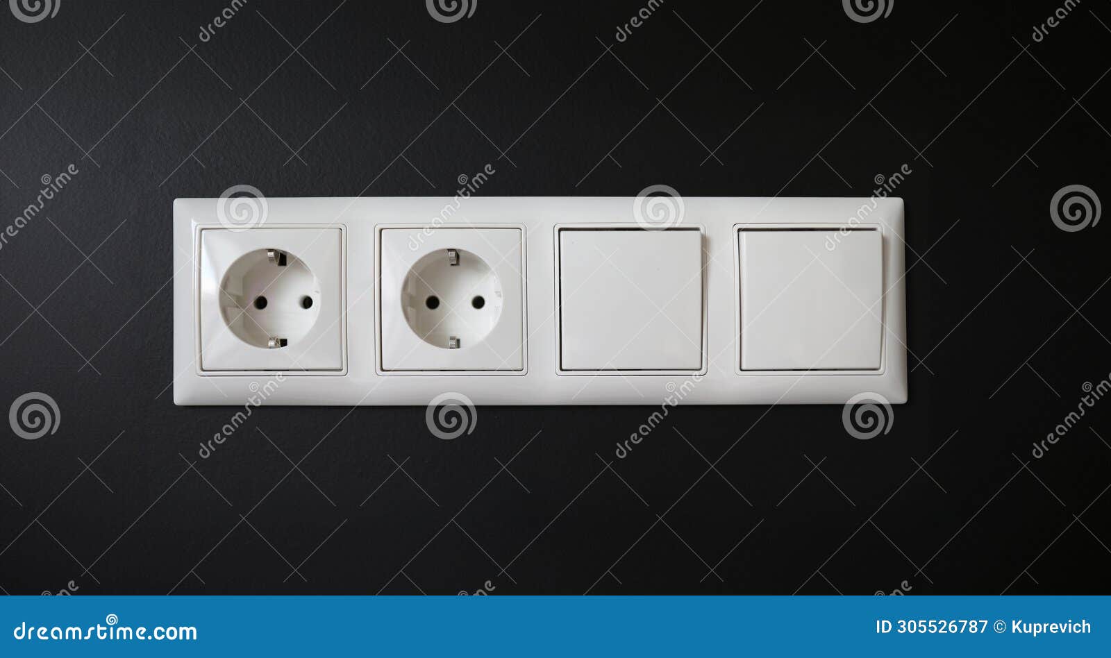 Integrated Socket with Switches Installed in Wall Stock Image - Image ...