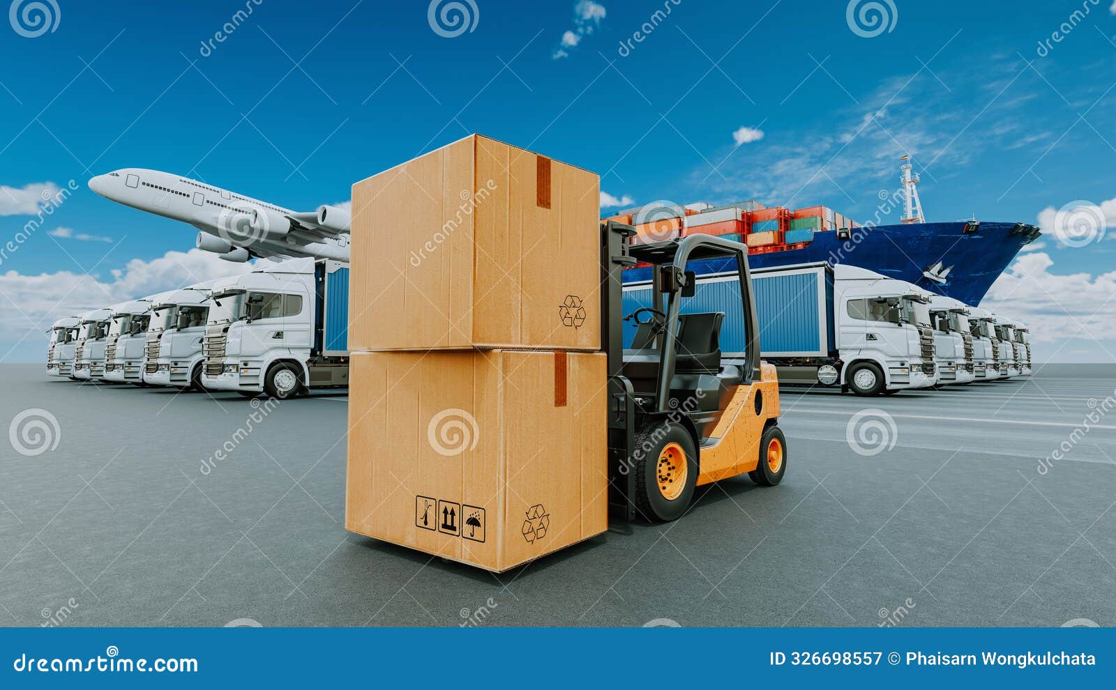 Integrated Transportation System Including Forklifts Stock Image ...