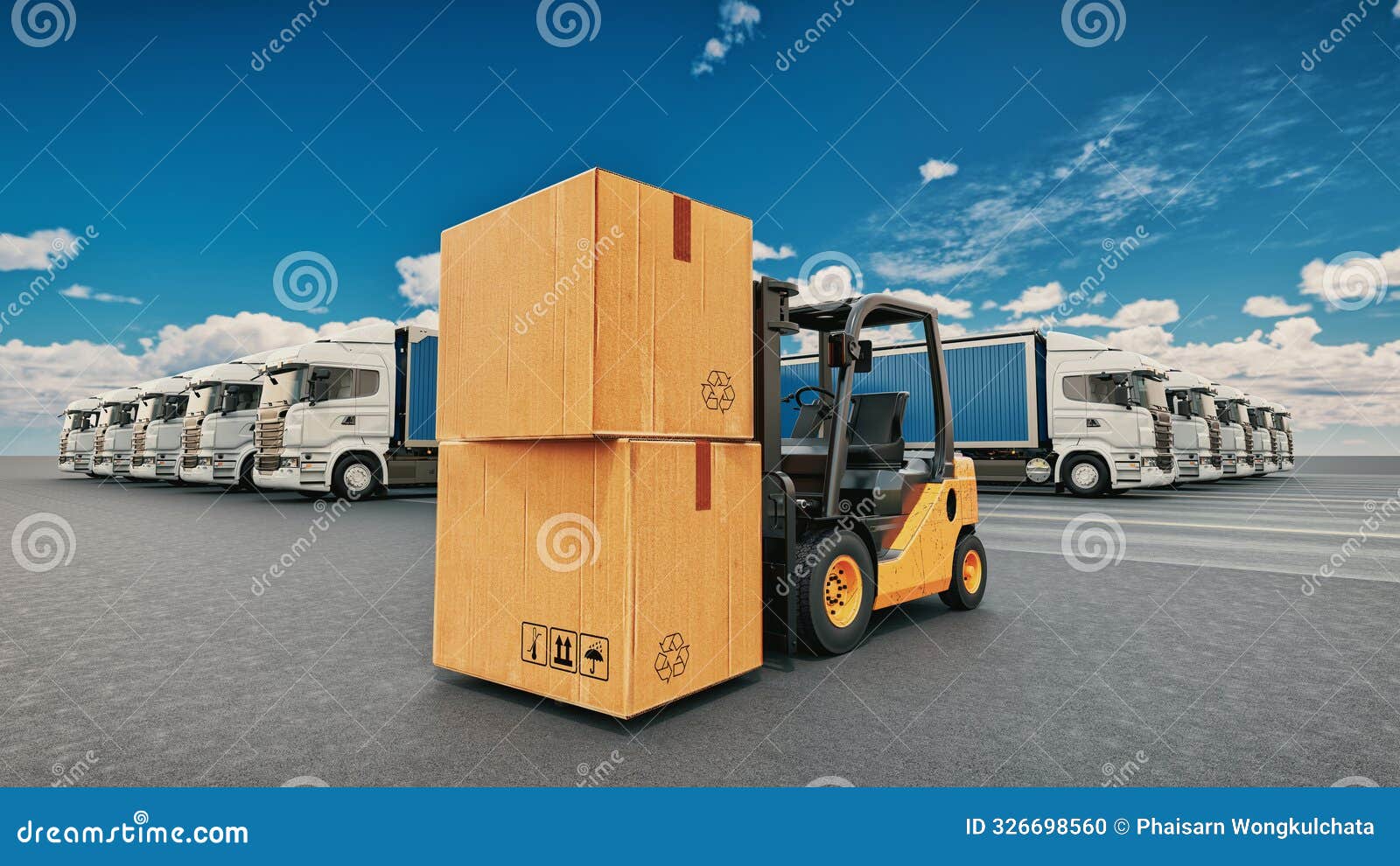 Integrated Transportation System Including Forklifts Stock Illustration ...