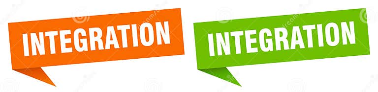 Integration Banner. Integration Speech Bubble Label Set Stock Vector ...