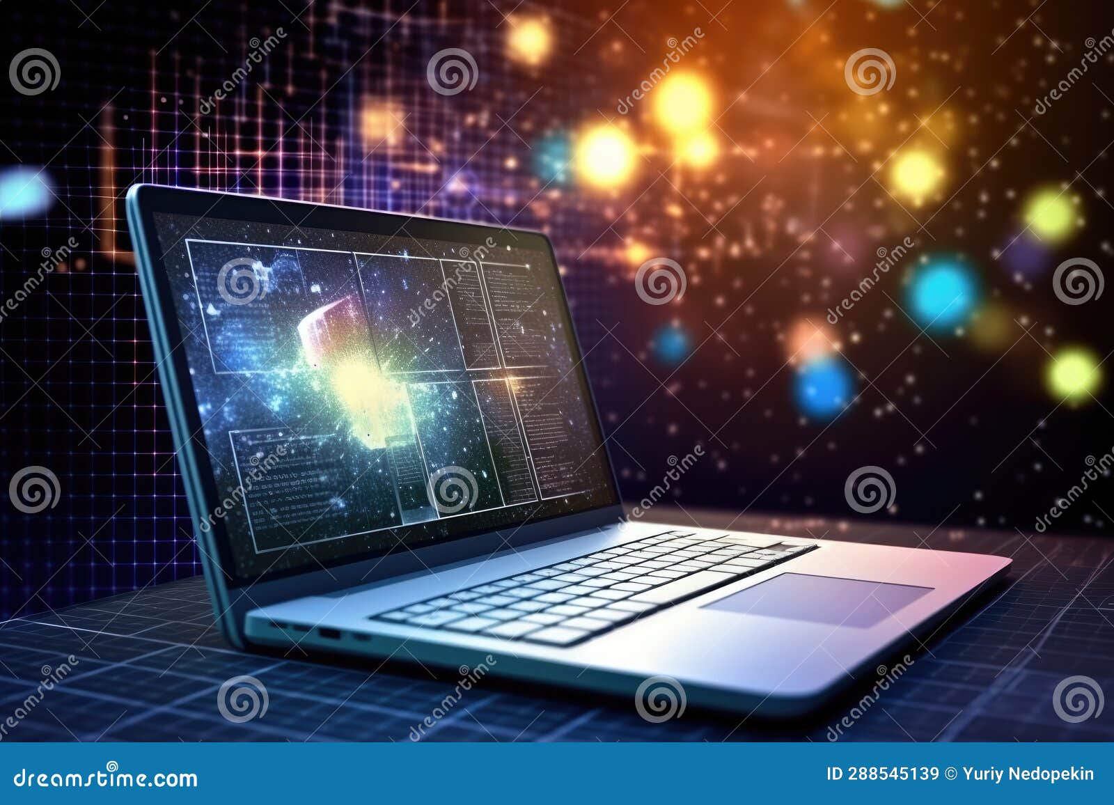 Modern Laptop Caught in the Swirling Vortex of Data Nanotechnology and ...