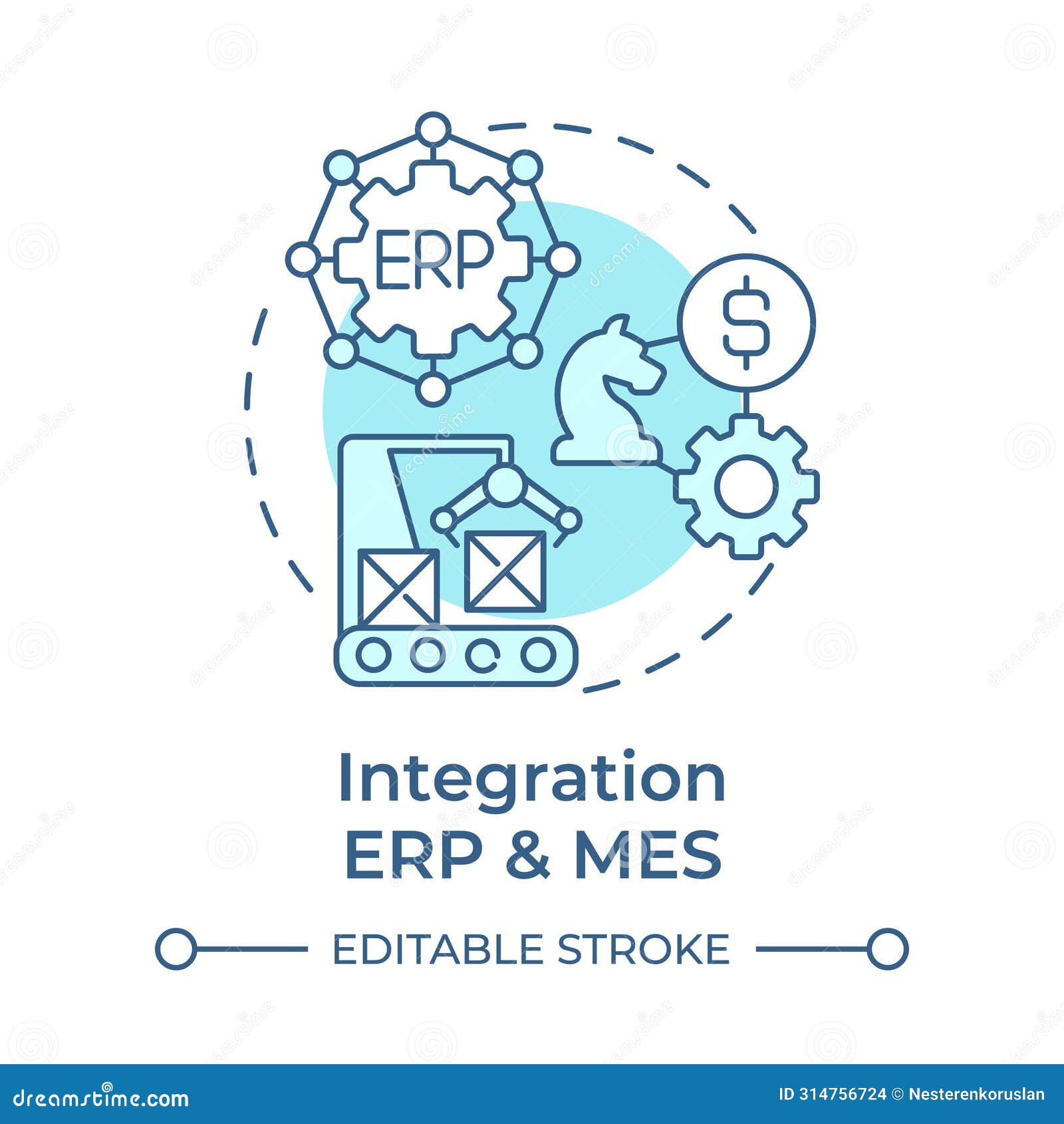 Integration ERP and MES Soft Blue Concept Icon Stock Illustration ...
