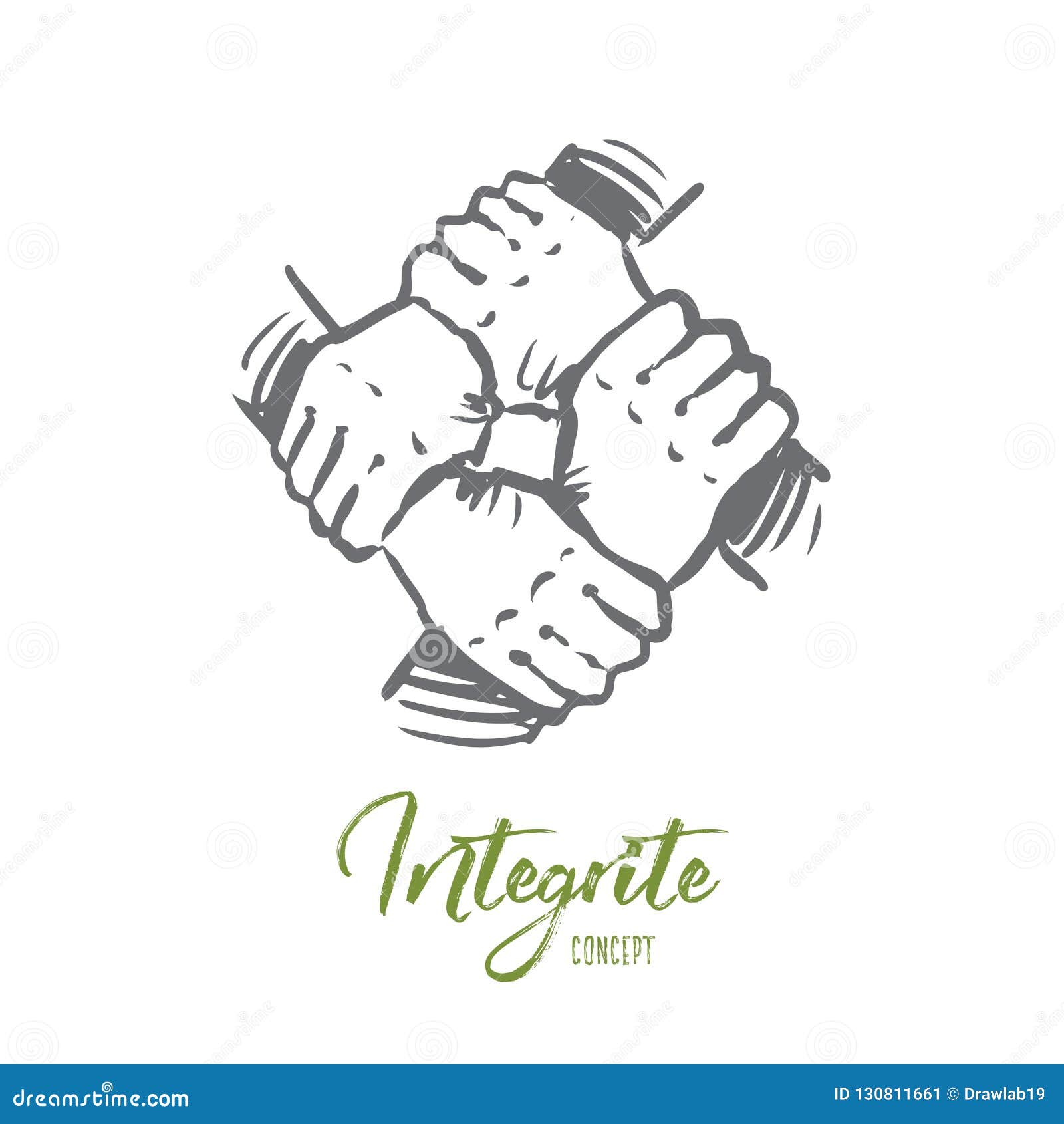 Integration, Hand, Teamwork, Together, Group Concept. Hand Drawn ...