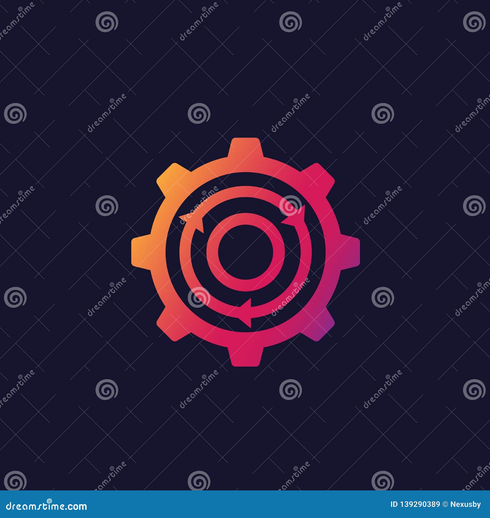 Integration Icon, Gear and Arrow with Gradient Stock Vector ...
