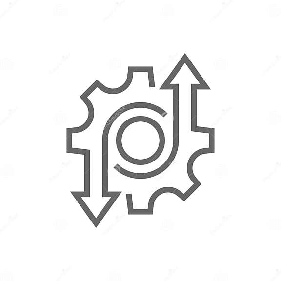 Integration, Optimization Vector Icon with Cogwheel. Editable Stroke ...