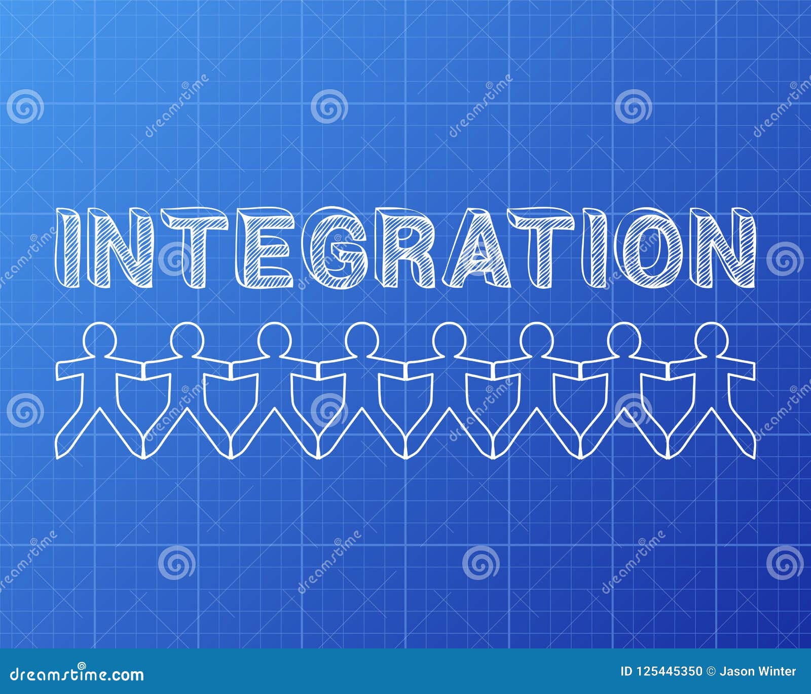 Integration People Blueprint Stock Vector - Illustration of word, join ...