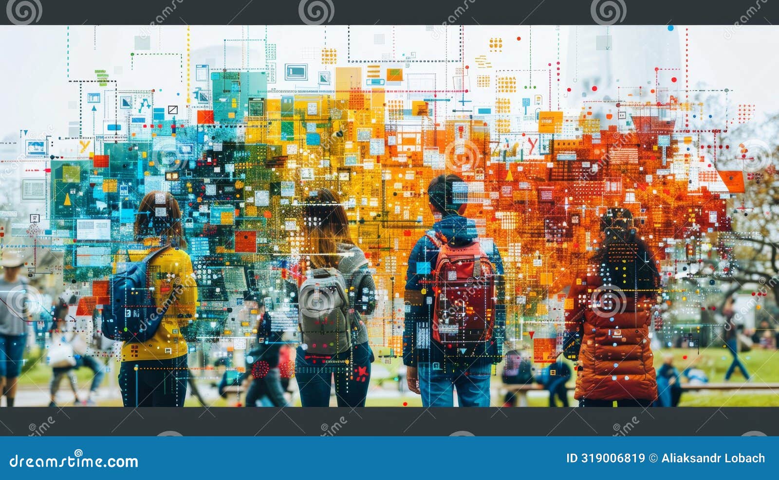 Integration of People with Environmental Technologies. Illustration ...