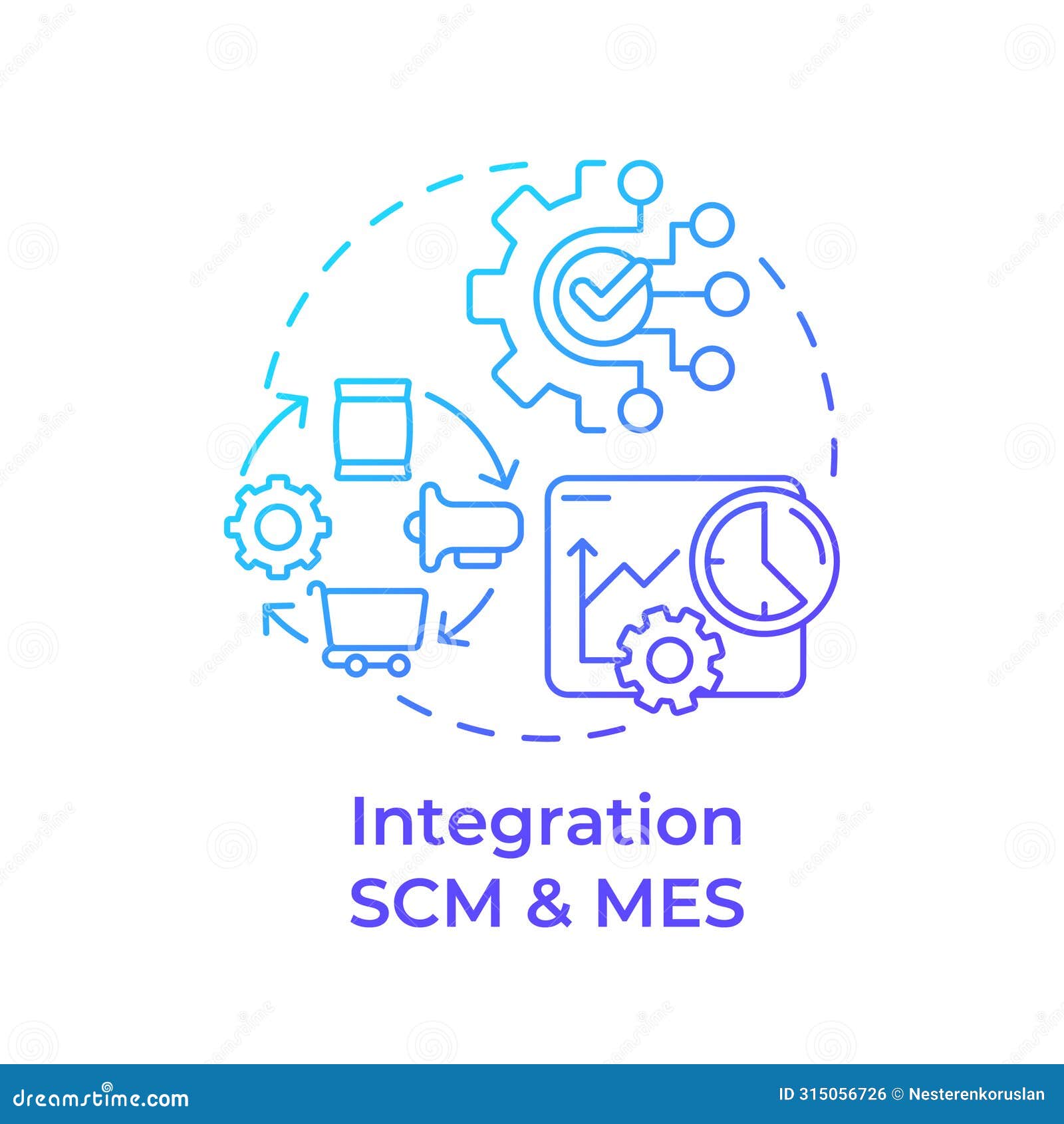 Integration SCM and MES Blue Gradient Concept Icon Stock Vector ...