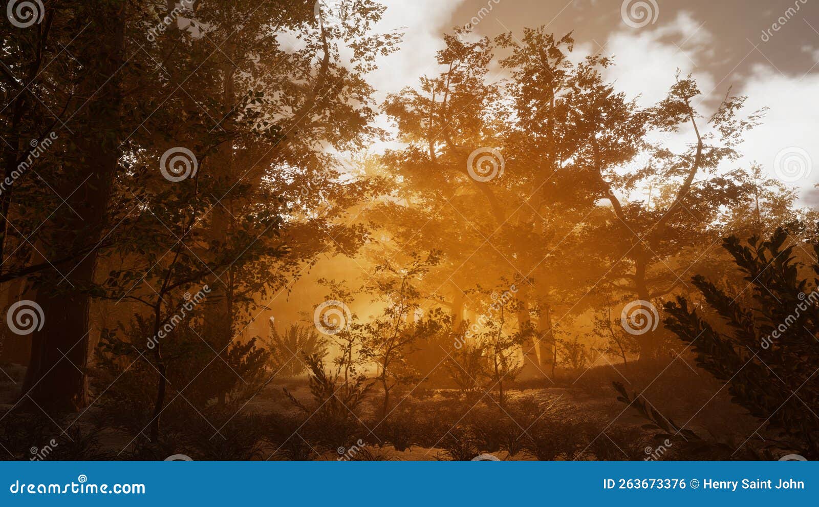 Integration of Technology in a Natural Environment, 3D Render Stock ...