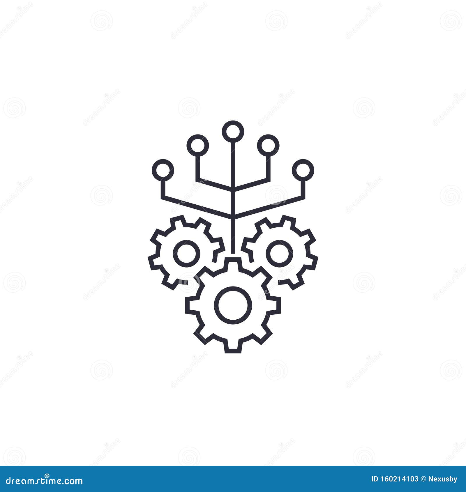Integration Vector Line Icon with Gears Stock Vector - Illustration of ...
