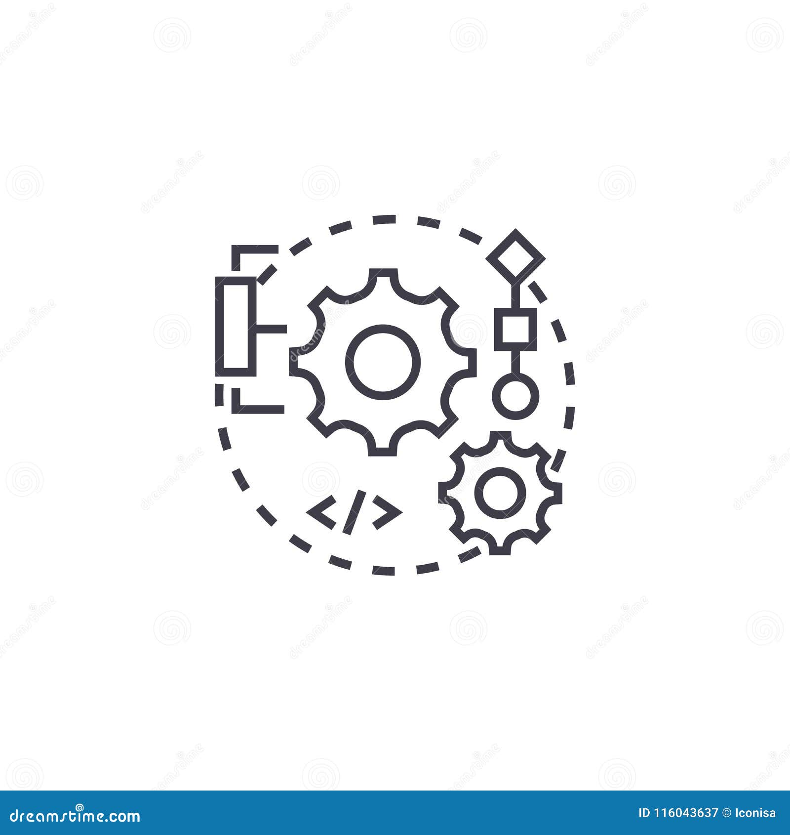 Integration Vector Line Icon, Sign, Illustration on Background ... Integration Vector Line Icon, Sign, Illustration on Background ...