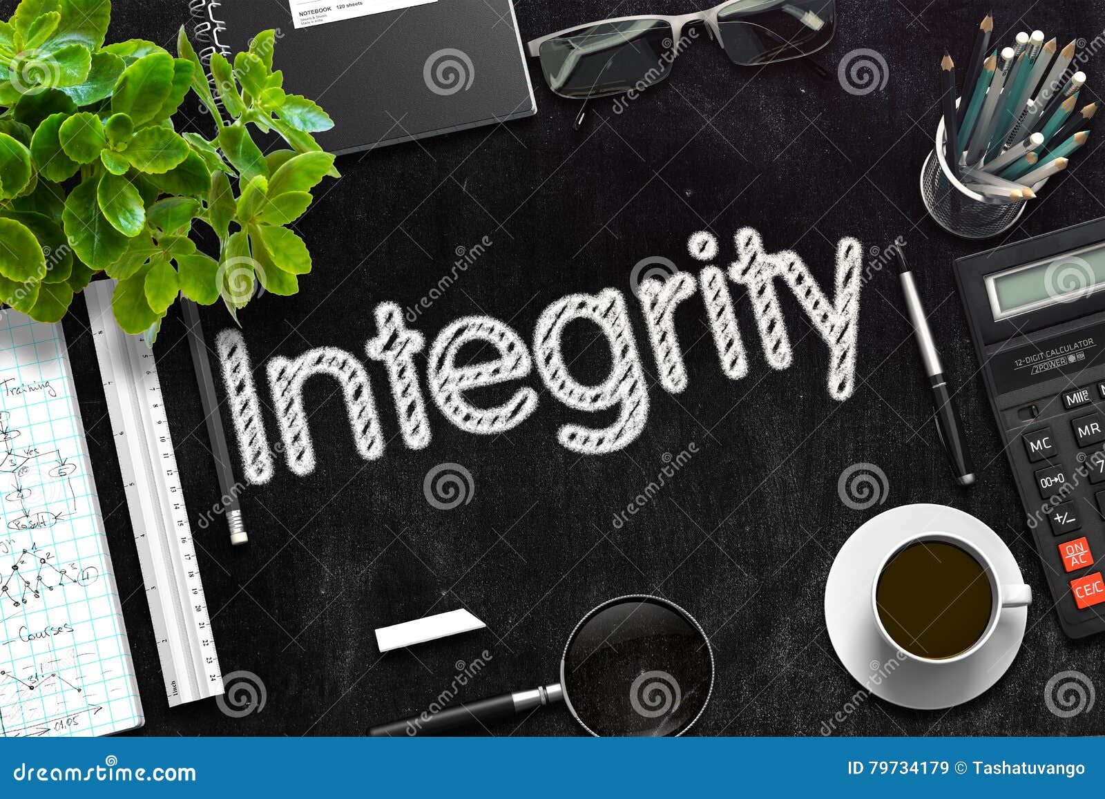 Integrity on Black Chalkboard. 3D Rendering. Stock Image - Image of ...