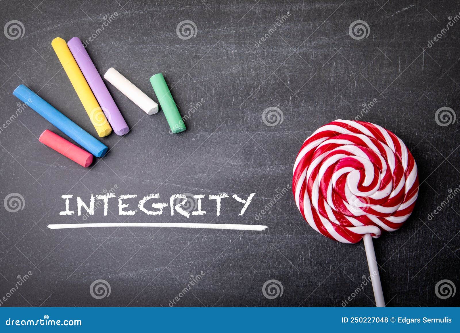 Integrity Concept. Text and Colored Pieces of Chalk on a Dark Board ...