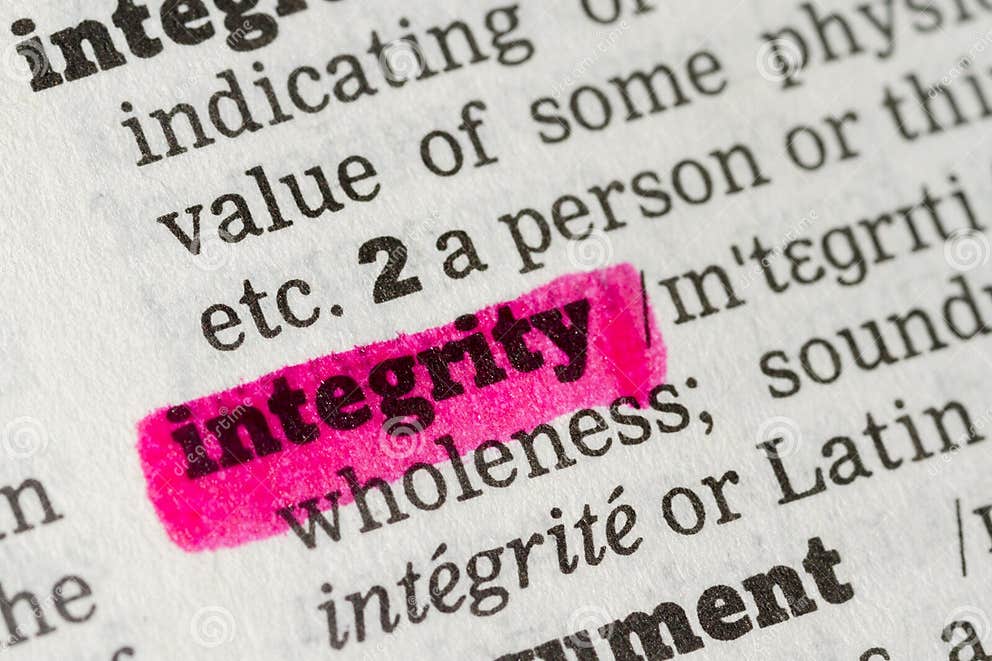 Integrity Dictionary Definition Stock Photo - Image of writing ...