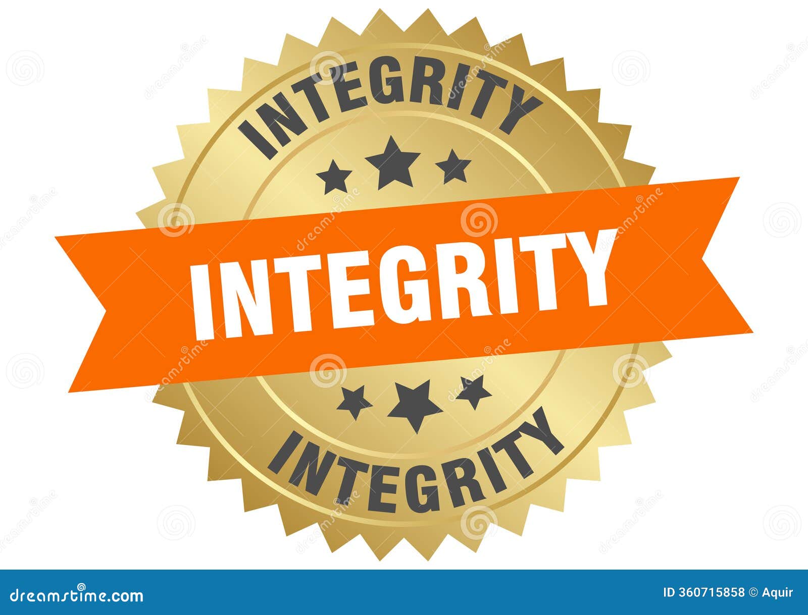 Integrity. Integrity Round Orange and Gold Label Isolated on ...