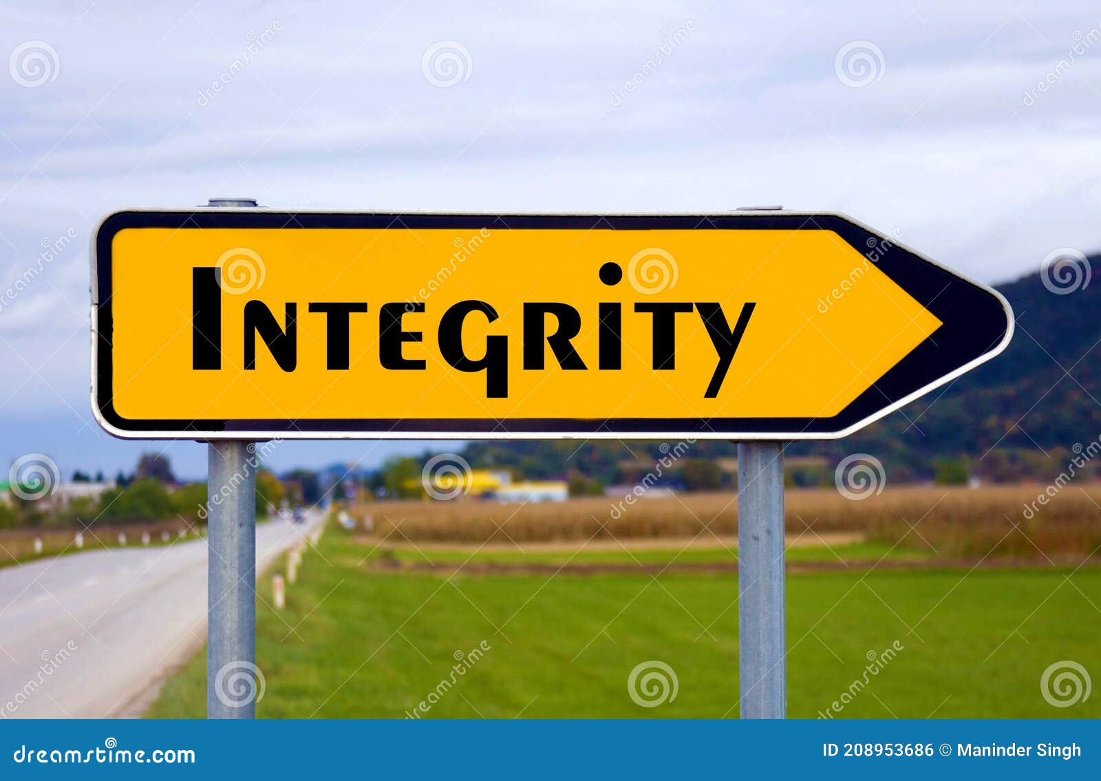 Integrity Sign On Paper On White Desk With Office Tools. Blue And White ...