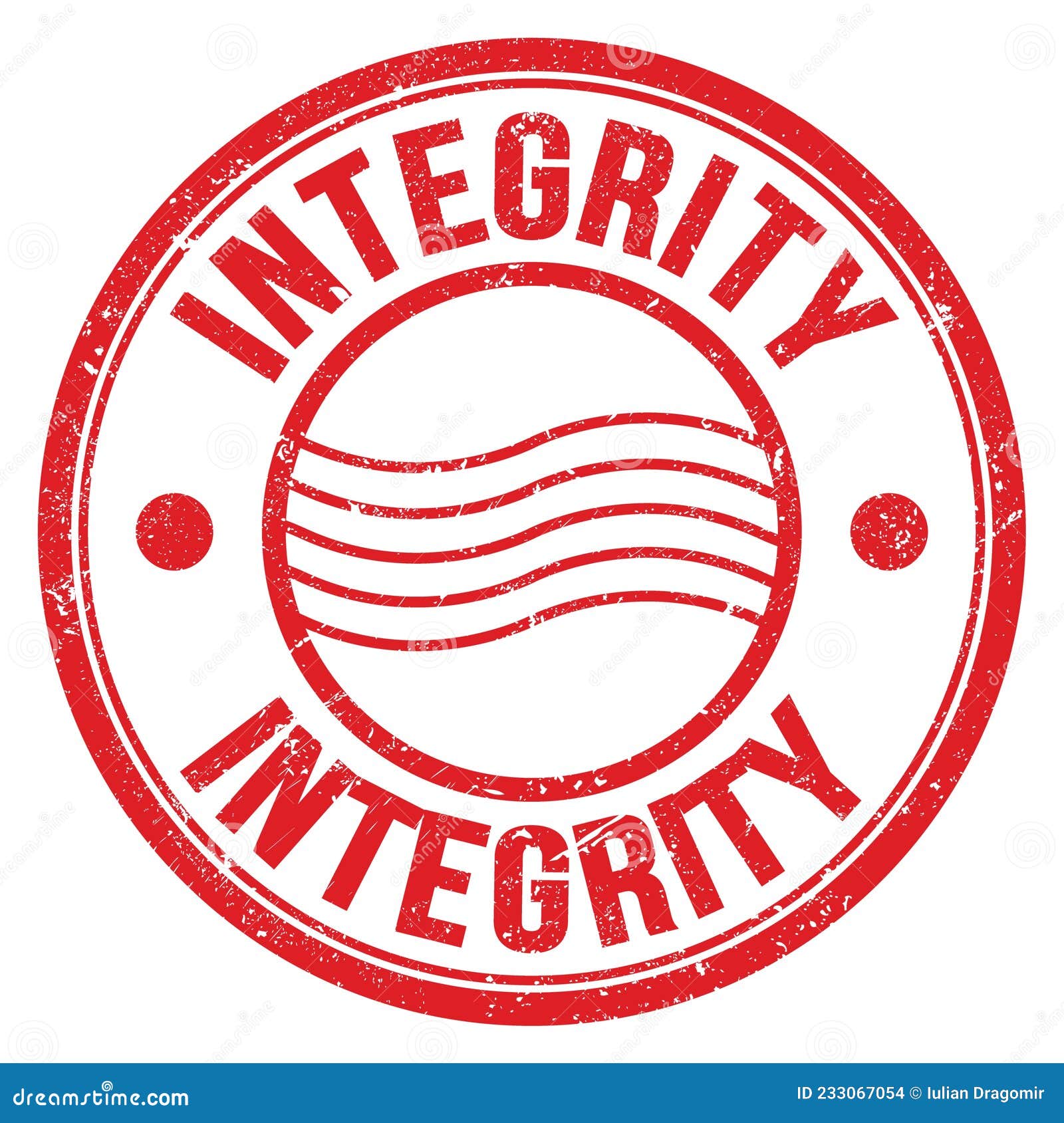 INTEGRITY Text Written on Red Round Postal Stamp Sign Stock ...