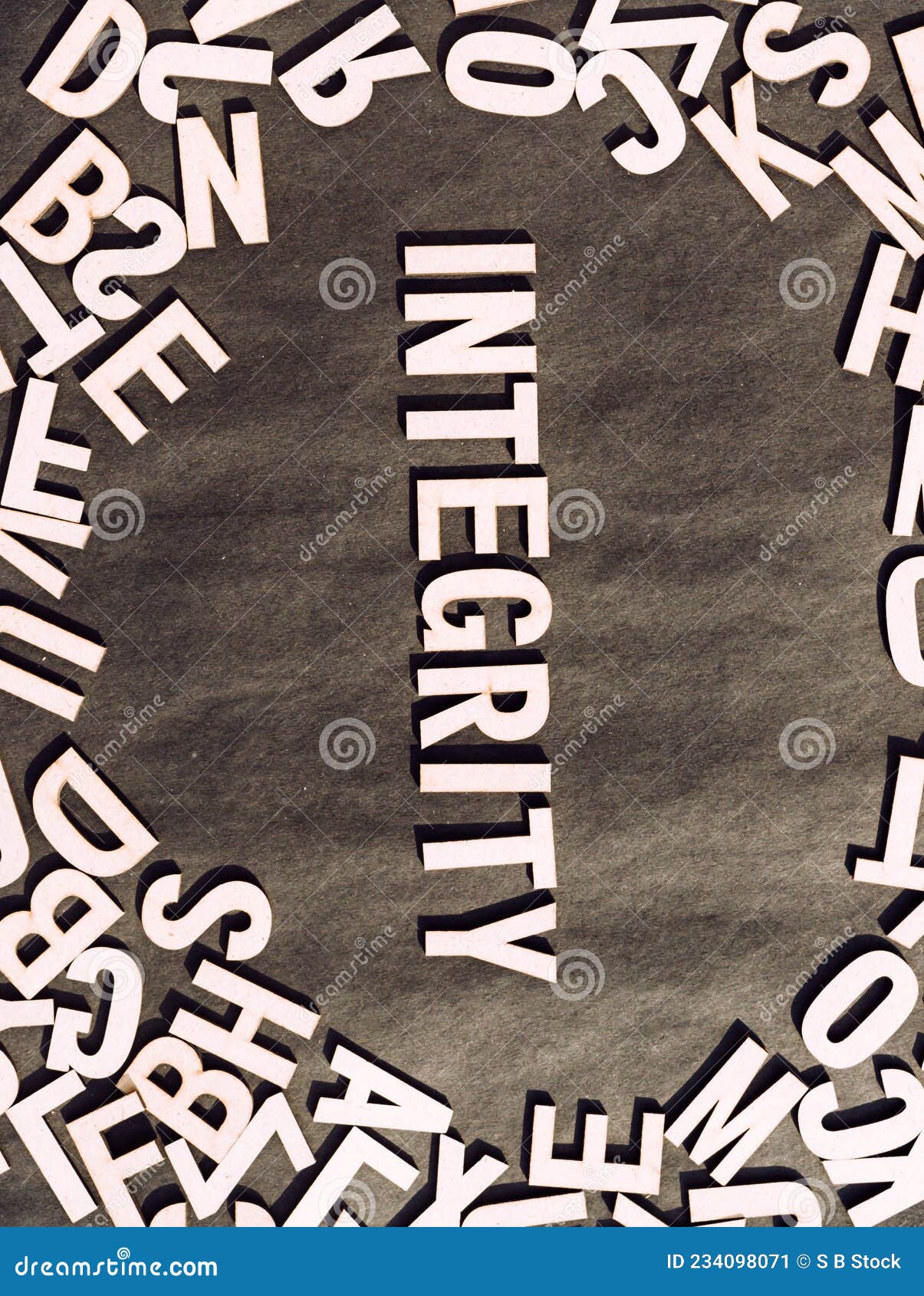 Integrity Word in Wooden Cube Alphabet Letters Top View on a Rustic ...