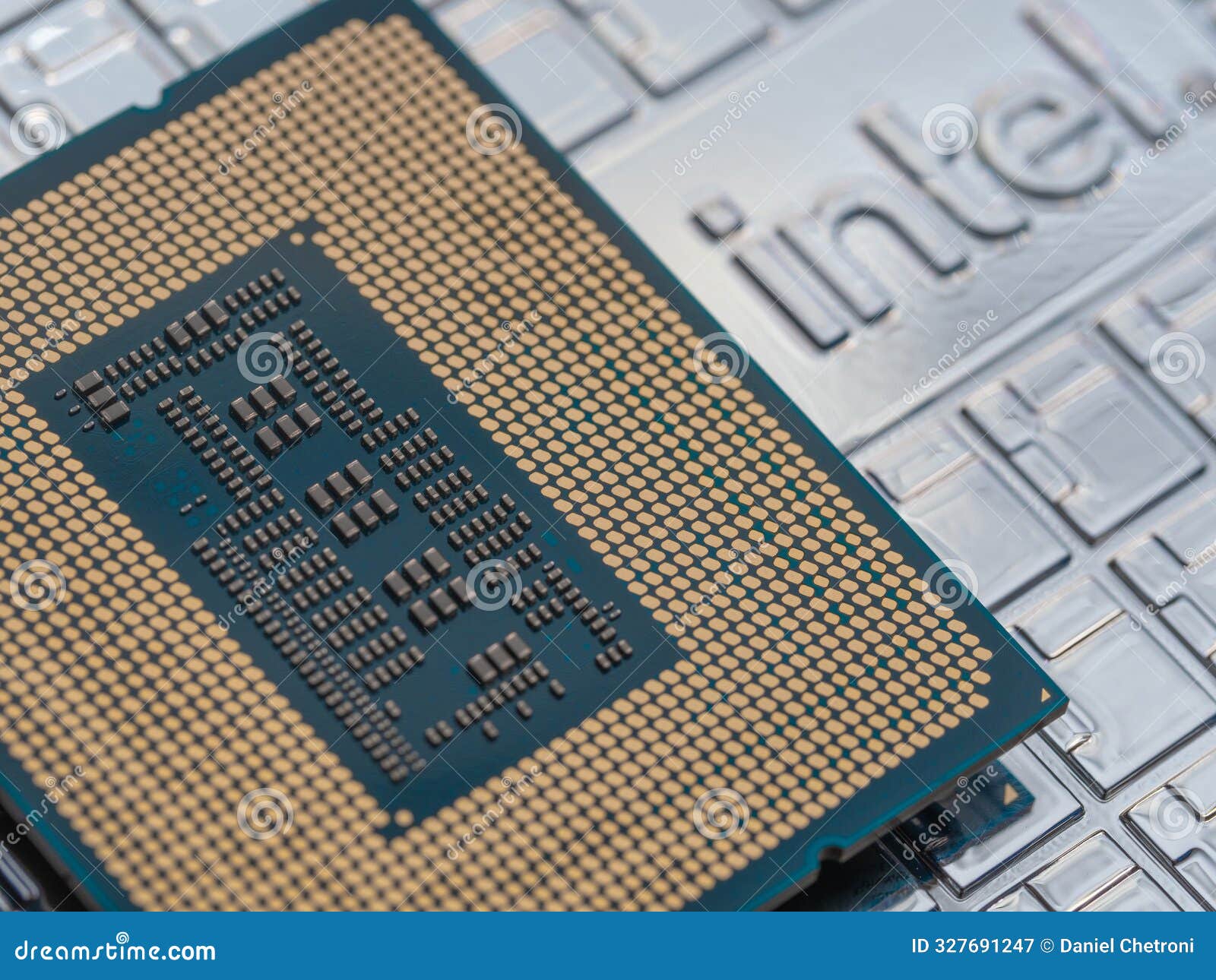 Intel Logo on an Intel Core 14th Gen I9-14900K Processor Case, Focus on ...