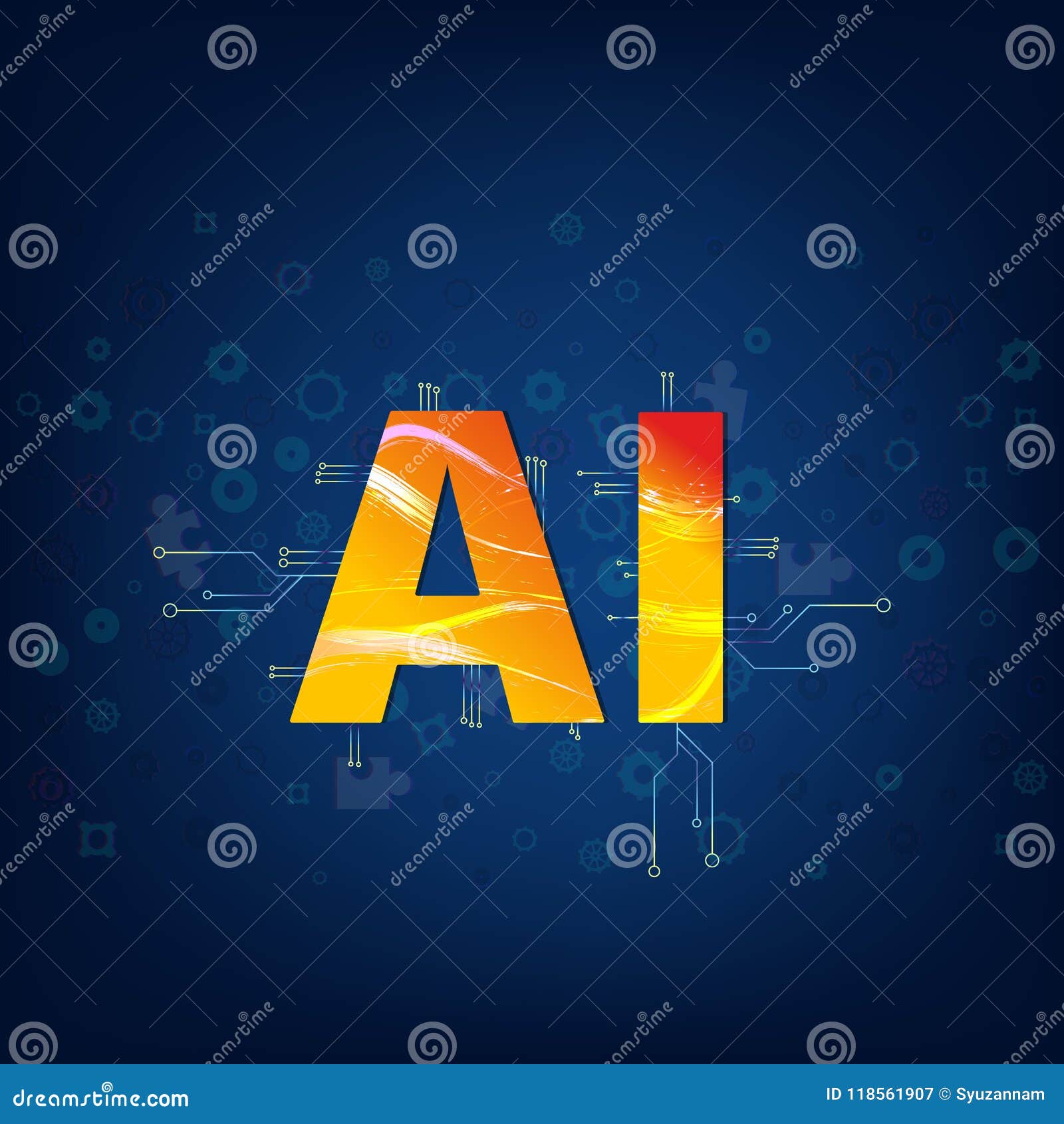 Inteligencia Artificial Letras Del AI Ilustración Del Vector ...