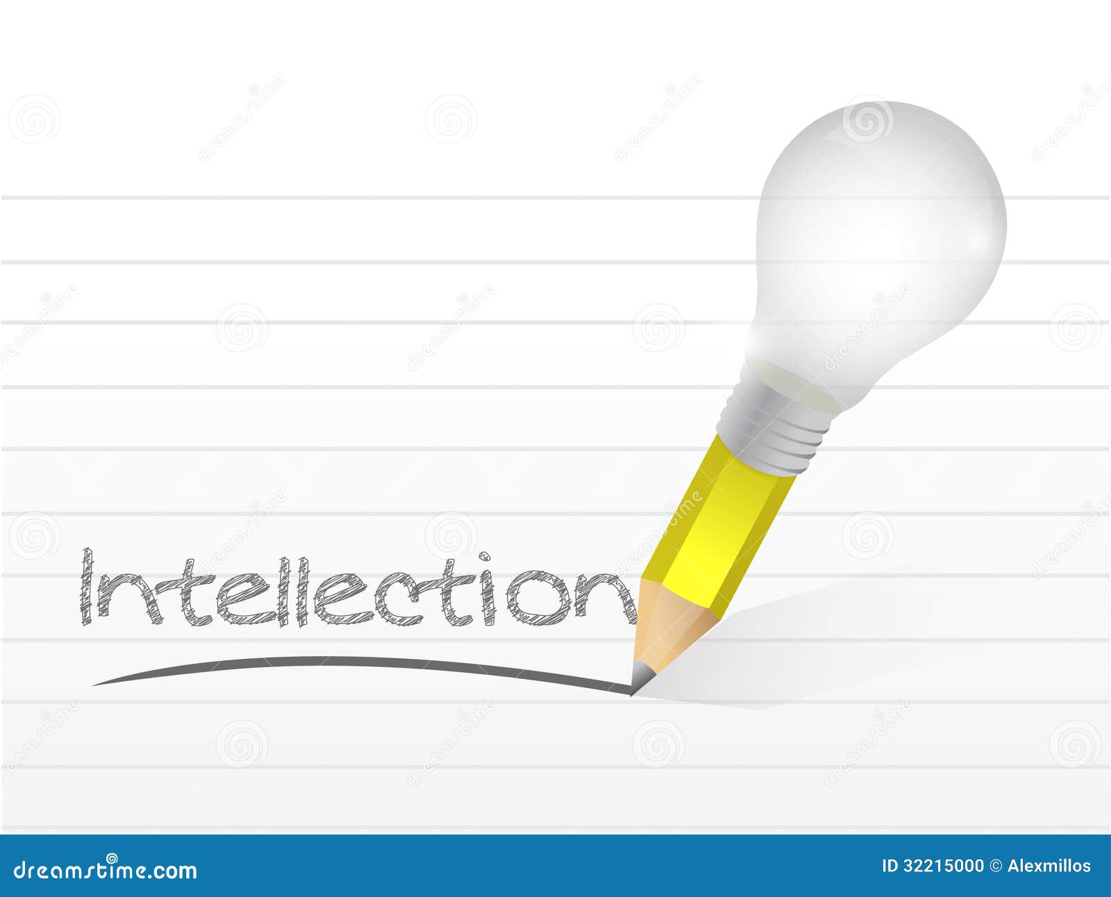 Intellection Written with a Light Bulb Idea Pencil Stock Illustration ...