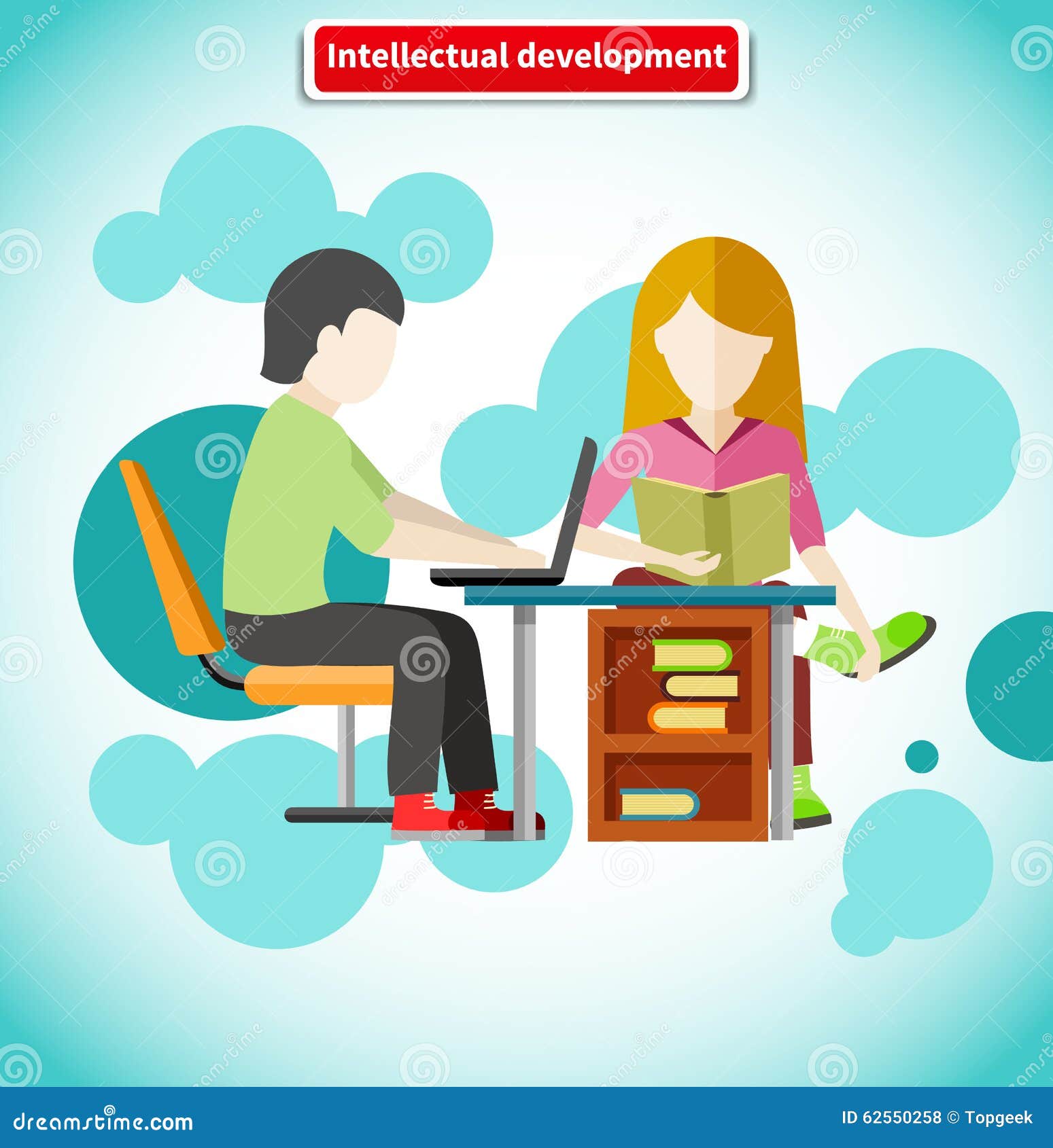 Intellectual Development Flat Design Concept Stock Vector ...