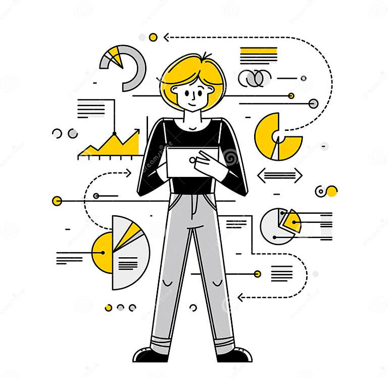 Intellectual Worker Making Analysis of Some Data on Pc or Web, Data ...